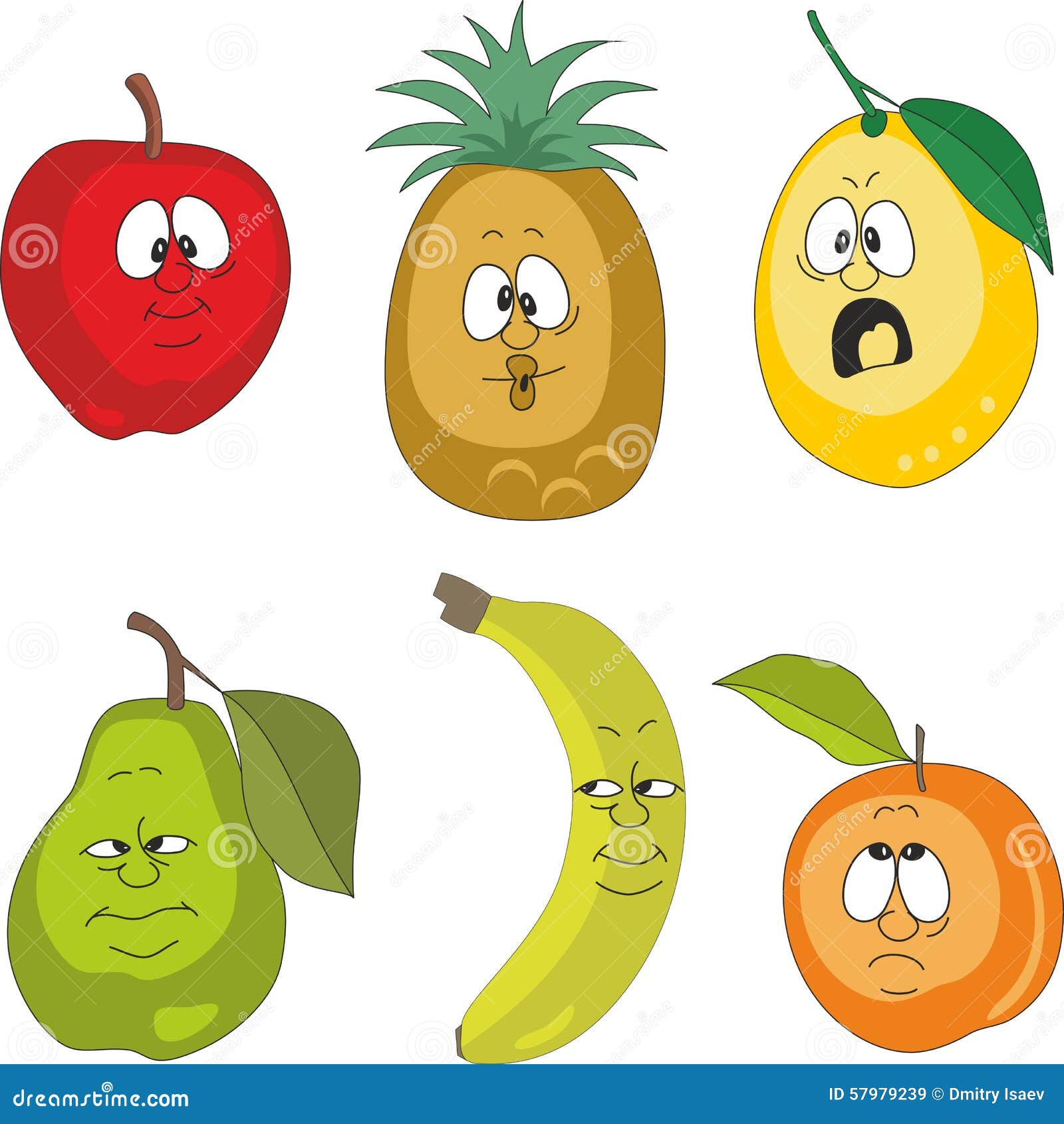 Emotion Cartoon Fruits Set 001 Stock Vector - Illustration of fruits ...