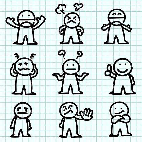 Emotion Cartoon on Graph Paper. Stock Vector - Illustration of drawing ...