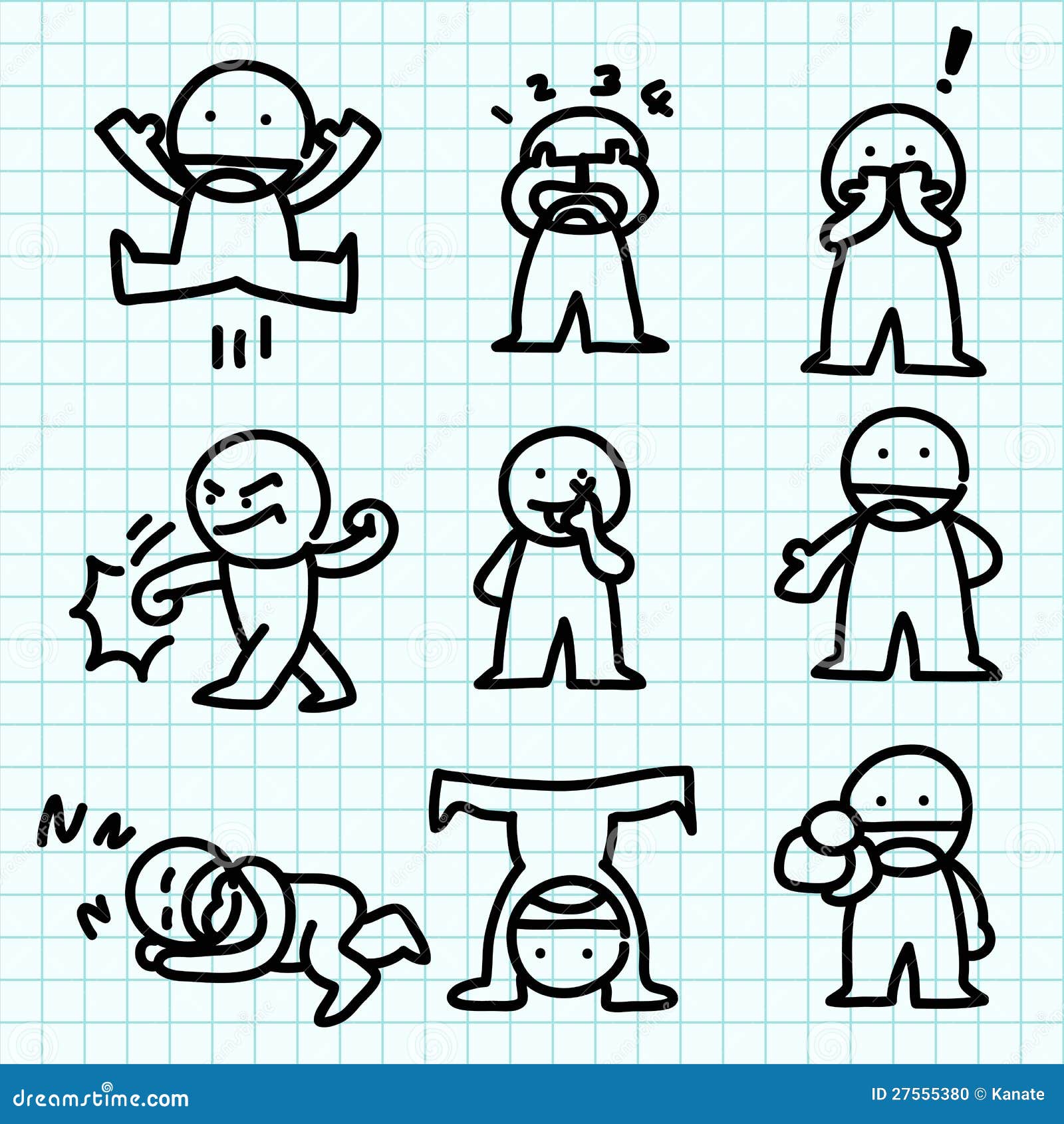 Emotion Cartoon On Graph Paper. Vector Illustration | CartoonDealer.com ...