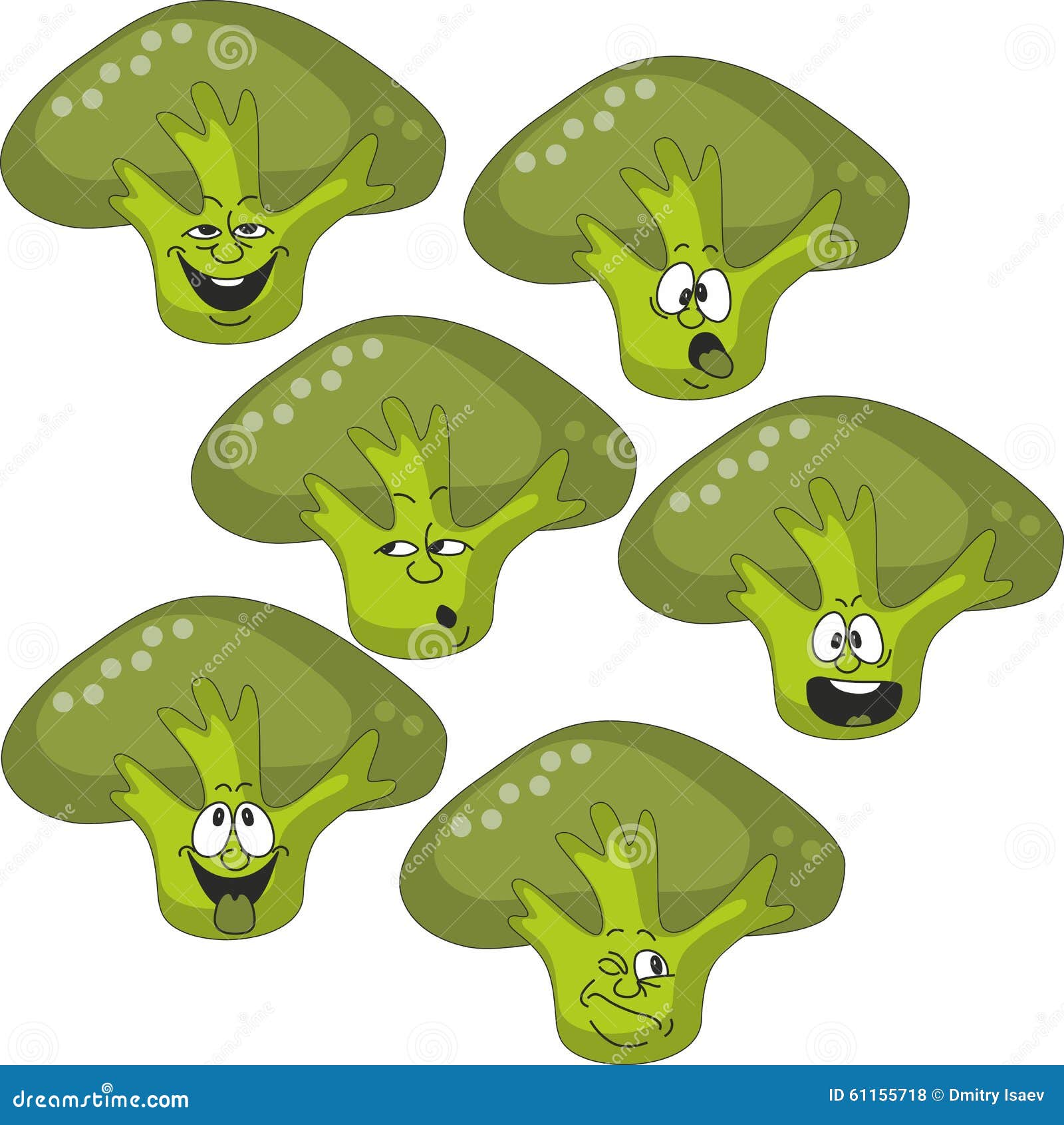 Emotion Cartoon Green Spinach Vegetables Set 016 Stock Vector ...