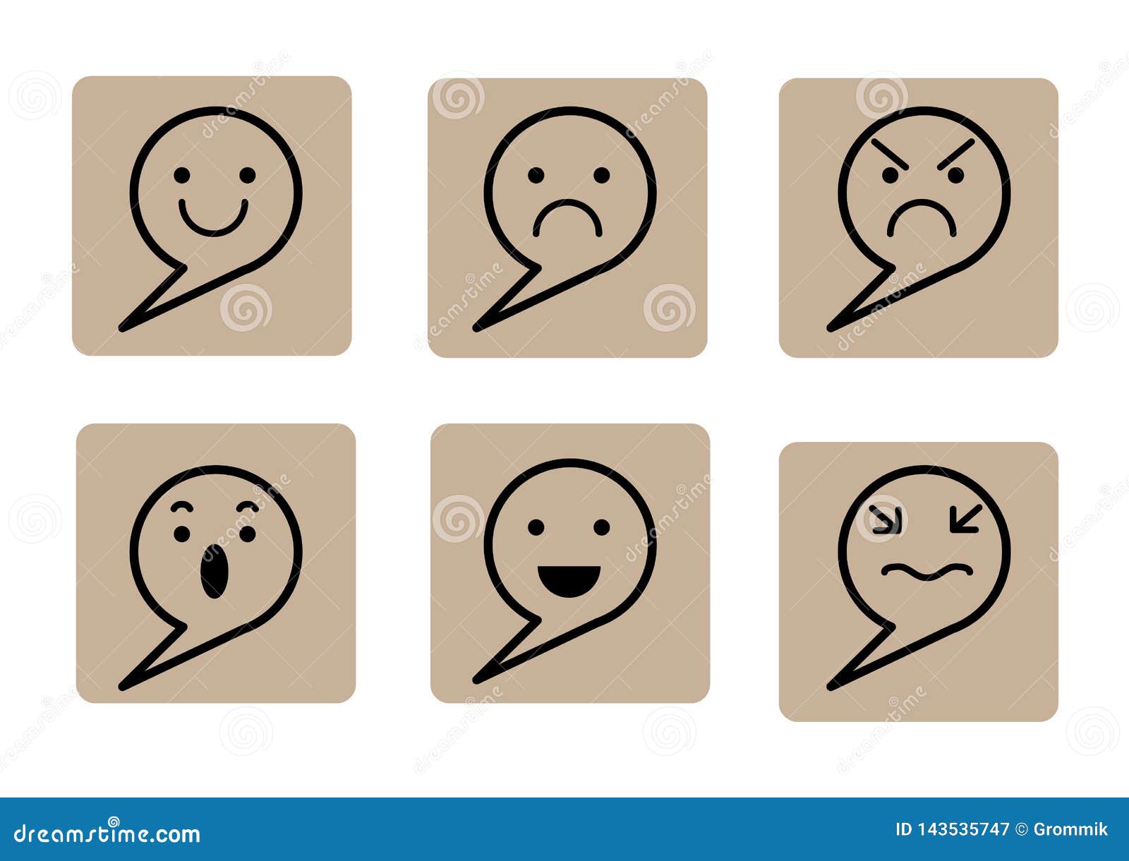 Emotion Character Set for Websites and Apps, Simple Design Stock Vector ...
