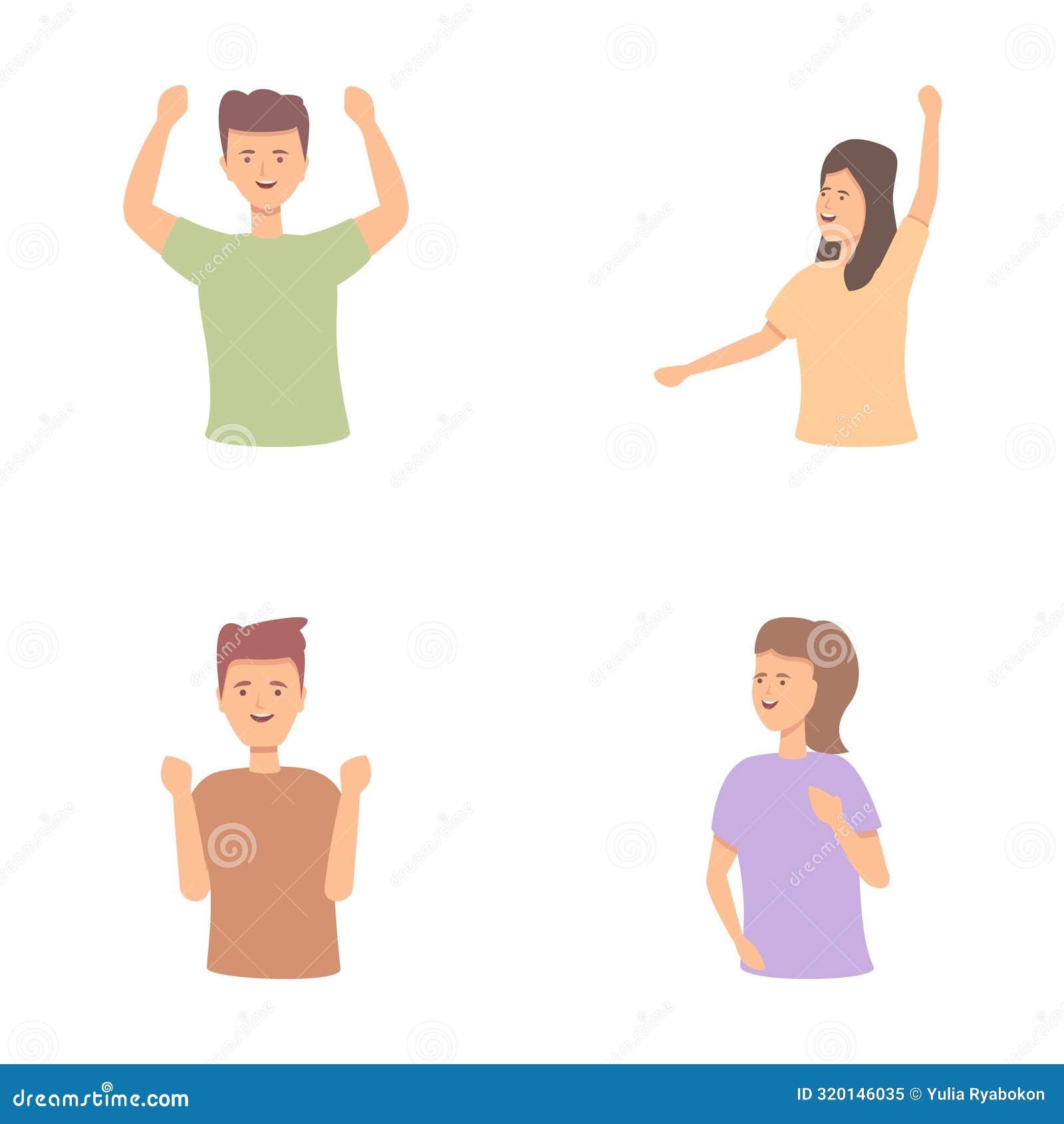 Emotion Delight Icons Set Cartoon Vector. Glad Character with Positive ...