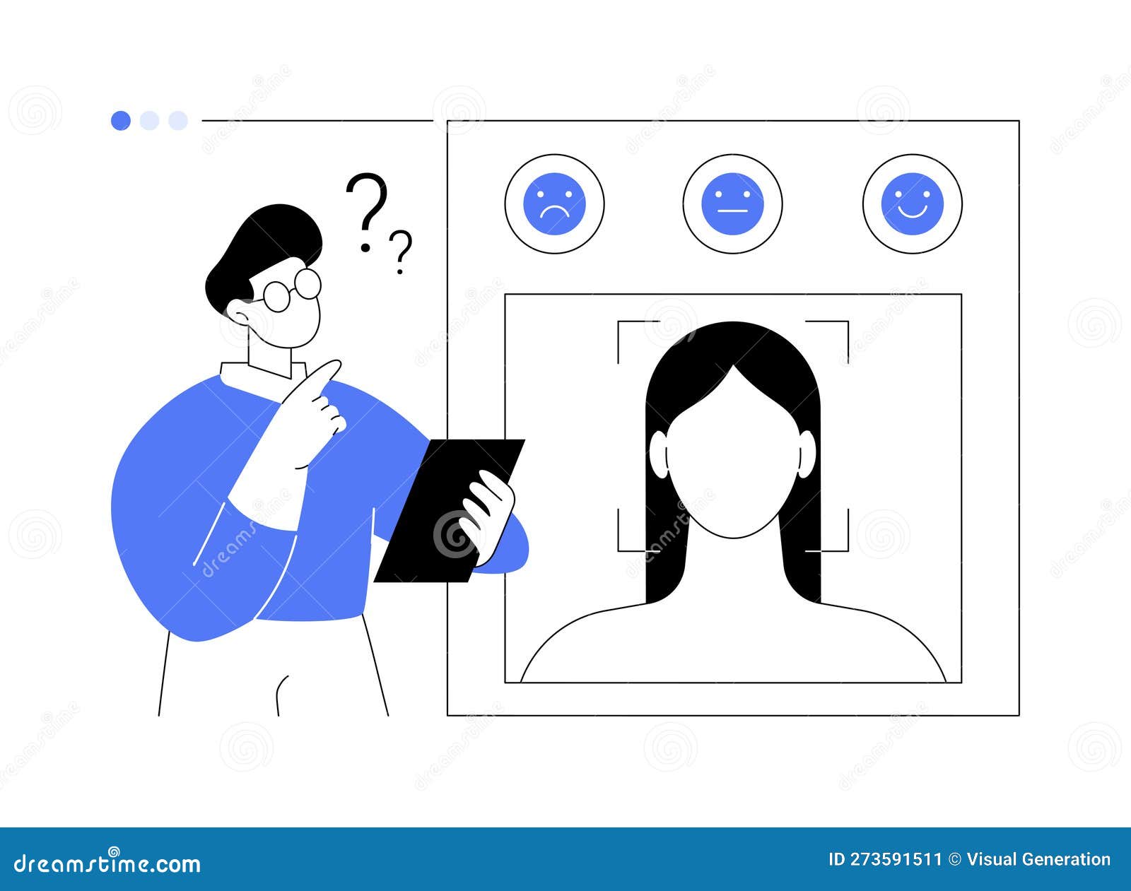 Emotion Detection Concept Banner Header Cartoon Vector 143100629