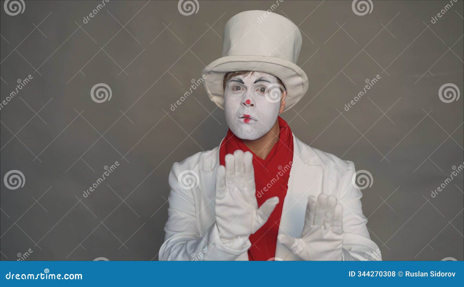 Emotion of Doubt.. Mime in Doubt. Prohibition by Hands Stock Photo ...