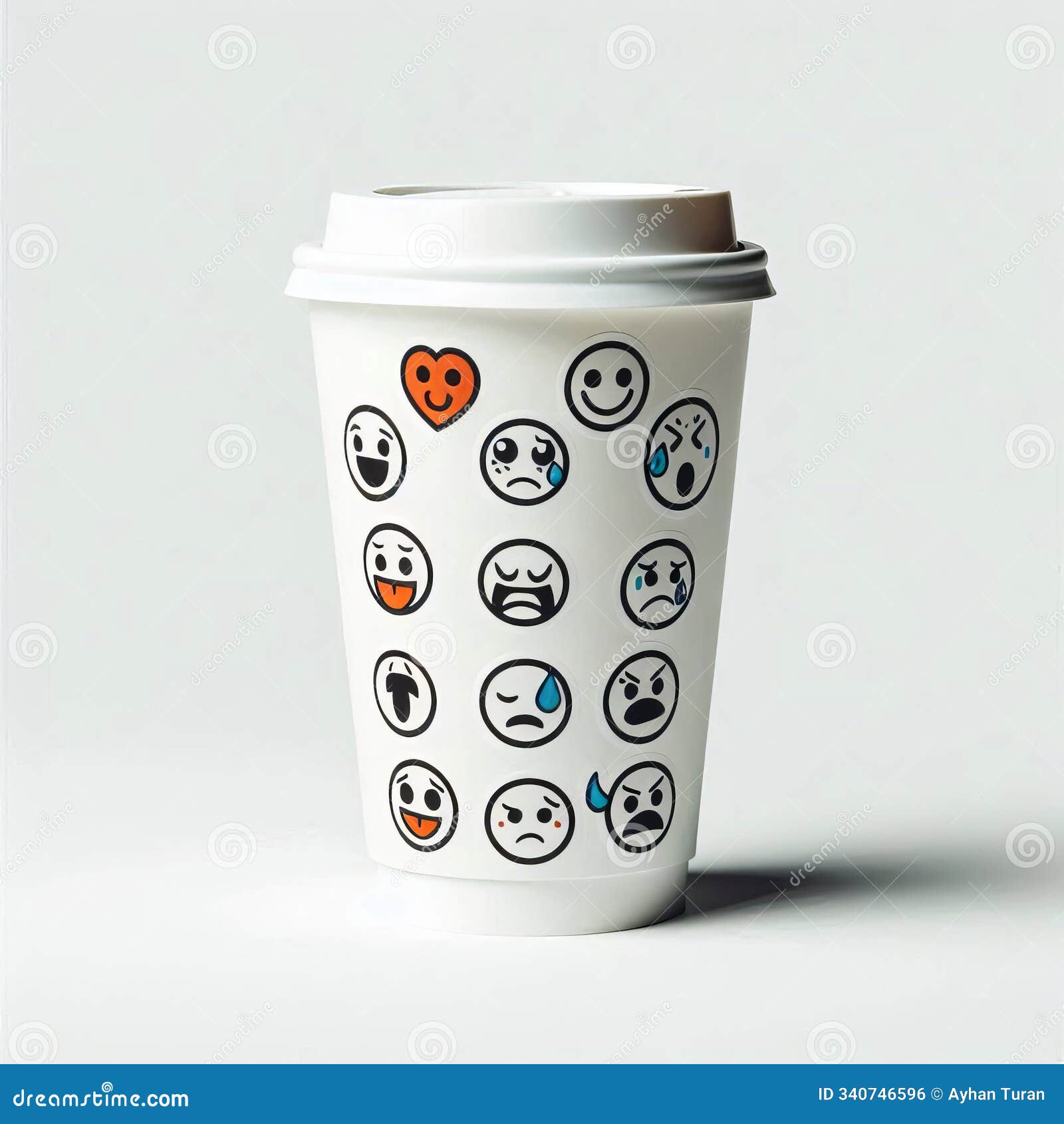 Emotion Emojis on Coffee Cup. Stock Illustration - Illustration of ...