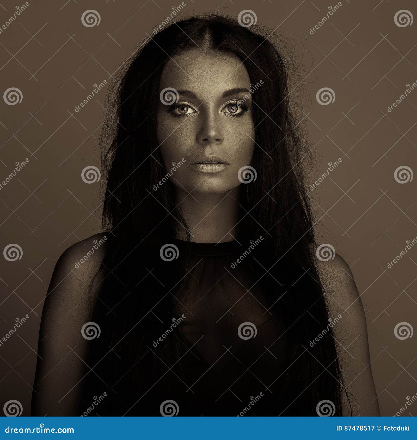Emotion Expression Dark Girl Face Portrait Stock Image - Image of ...
