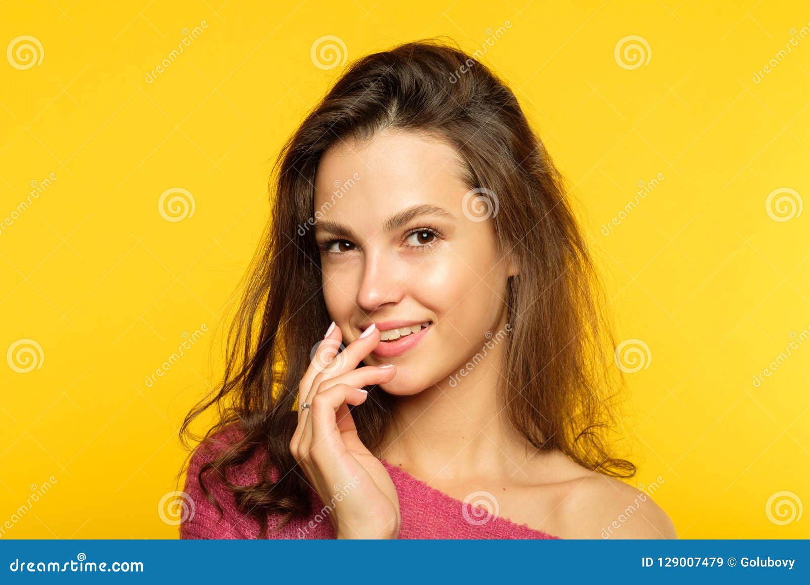 Emotion Face Smiling Woman Pleased Self Satisfied Stock Image - Image ... Emotion Face Smiling Woman Pleased Self Satisfied Stock Image - Image ...