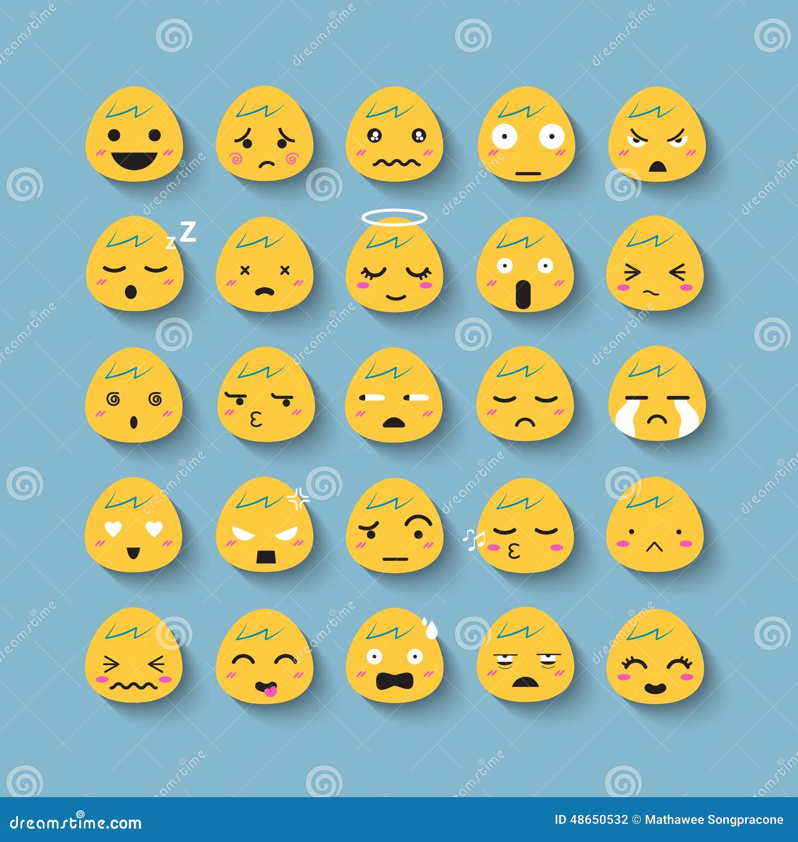 Emotion Face Vector Icon Set Stock Vector - Illustration of glance ...