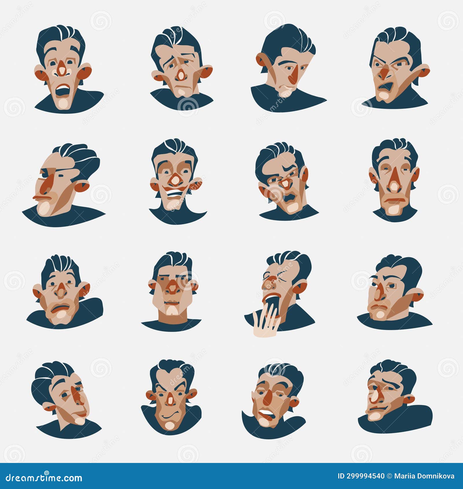 Emotion Faces Set stock vector. Illustration of stunned - 299994540