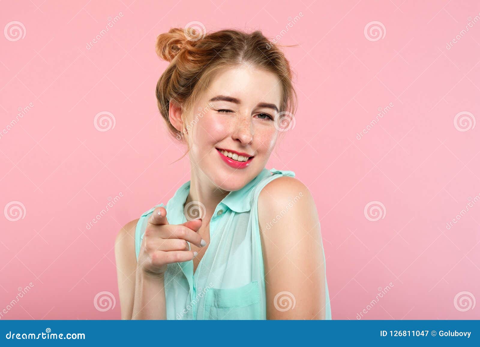 Flirty Coquettish Woman Smiling Winking Expression Stock Image Image