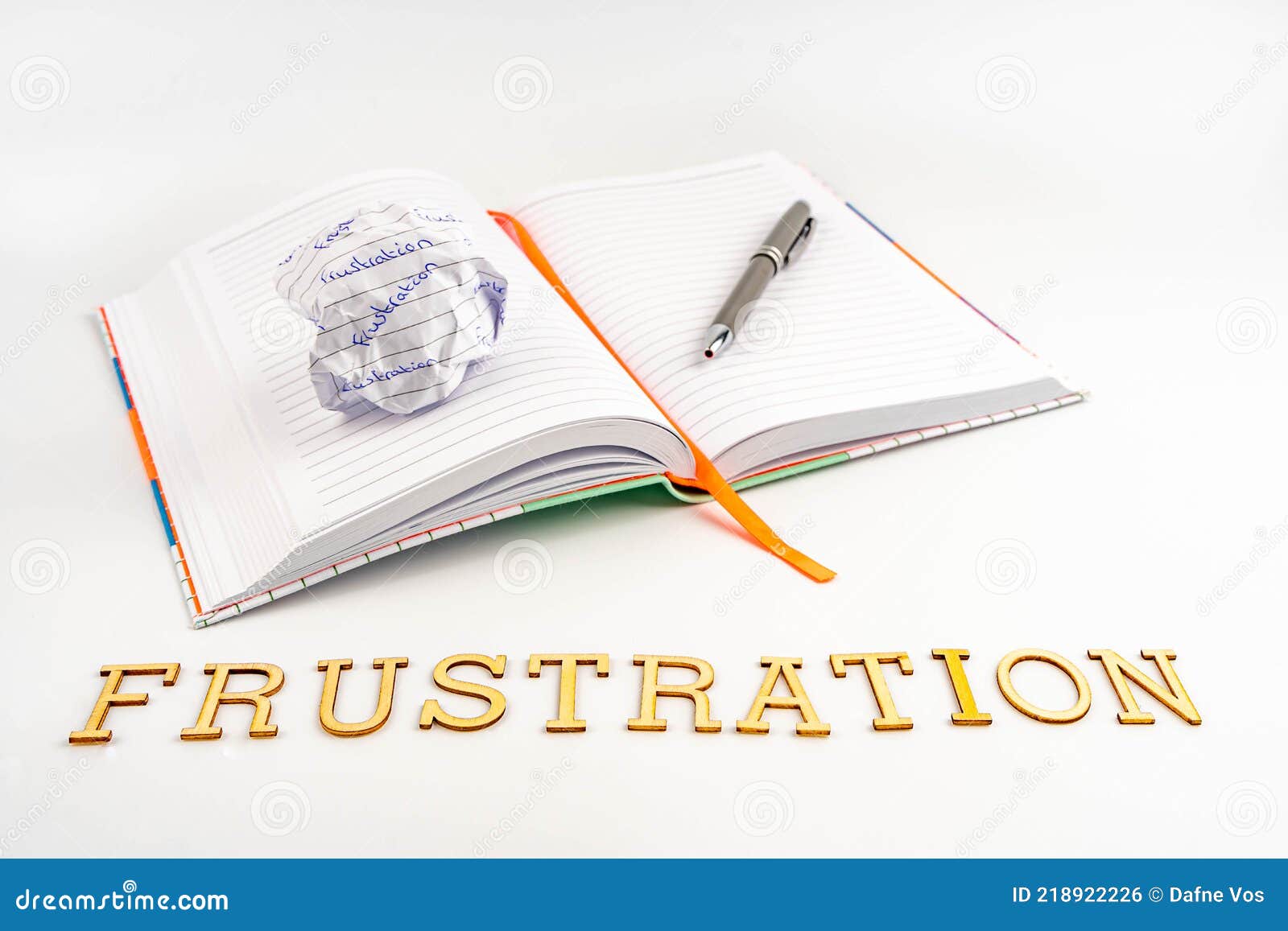 Emotion Frustration with a Diary, a Wad of Paper and Letters Stock ...