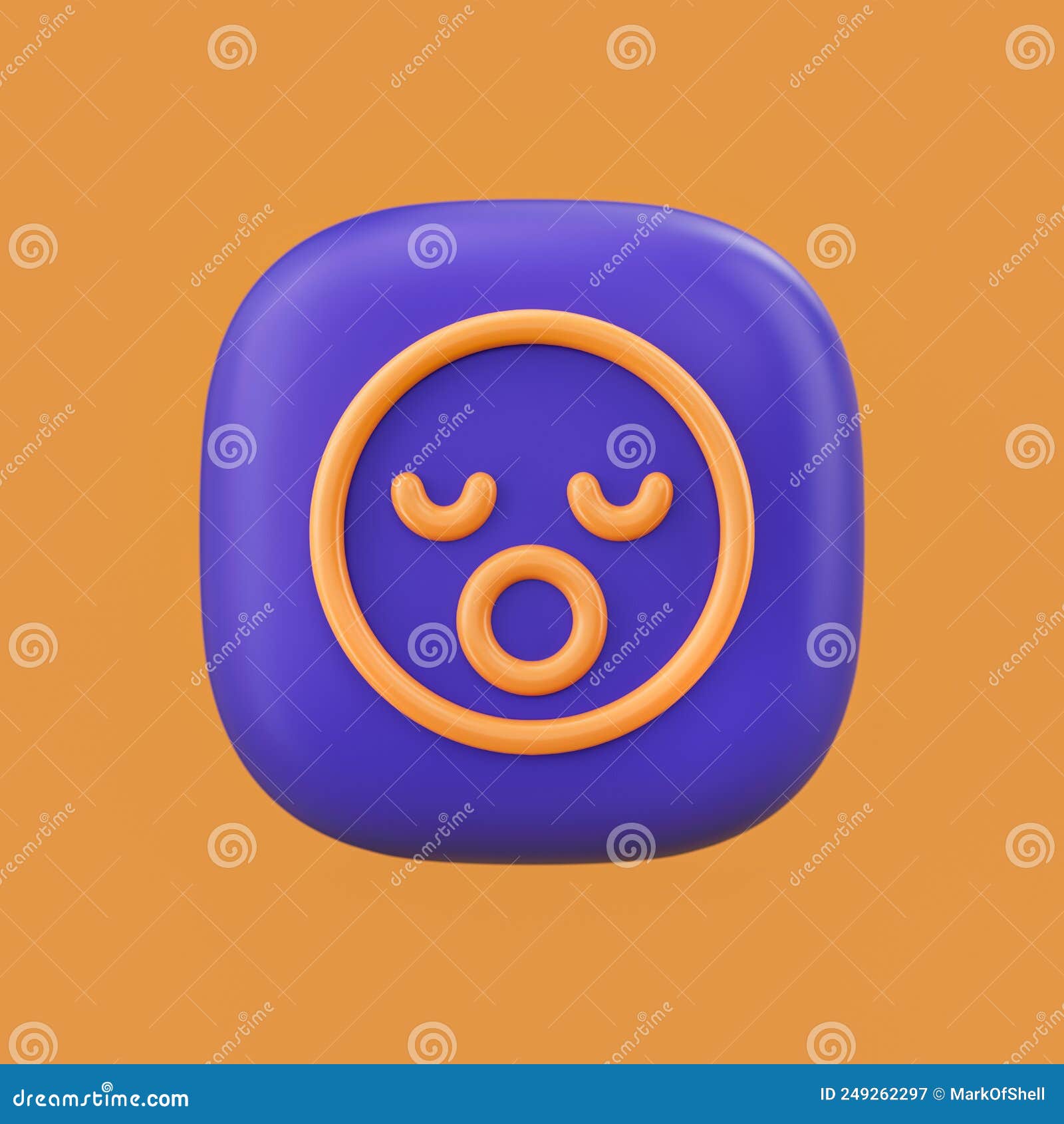 Emotion Icon, Bored 3D Icon on a Rounded Button Shape, Outline Emoji ...
