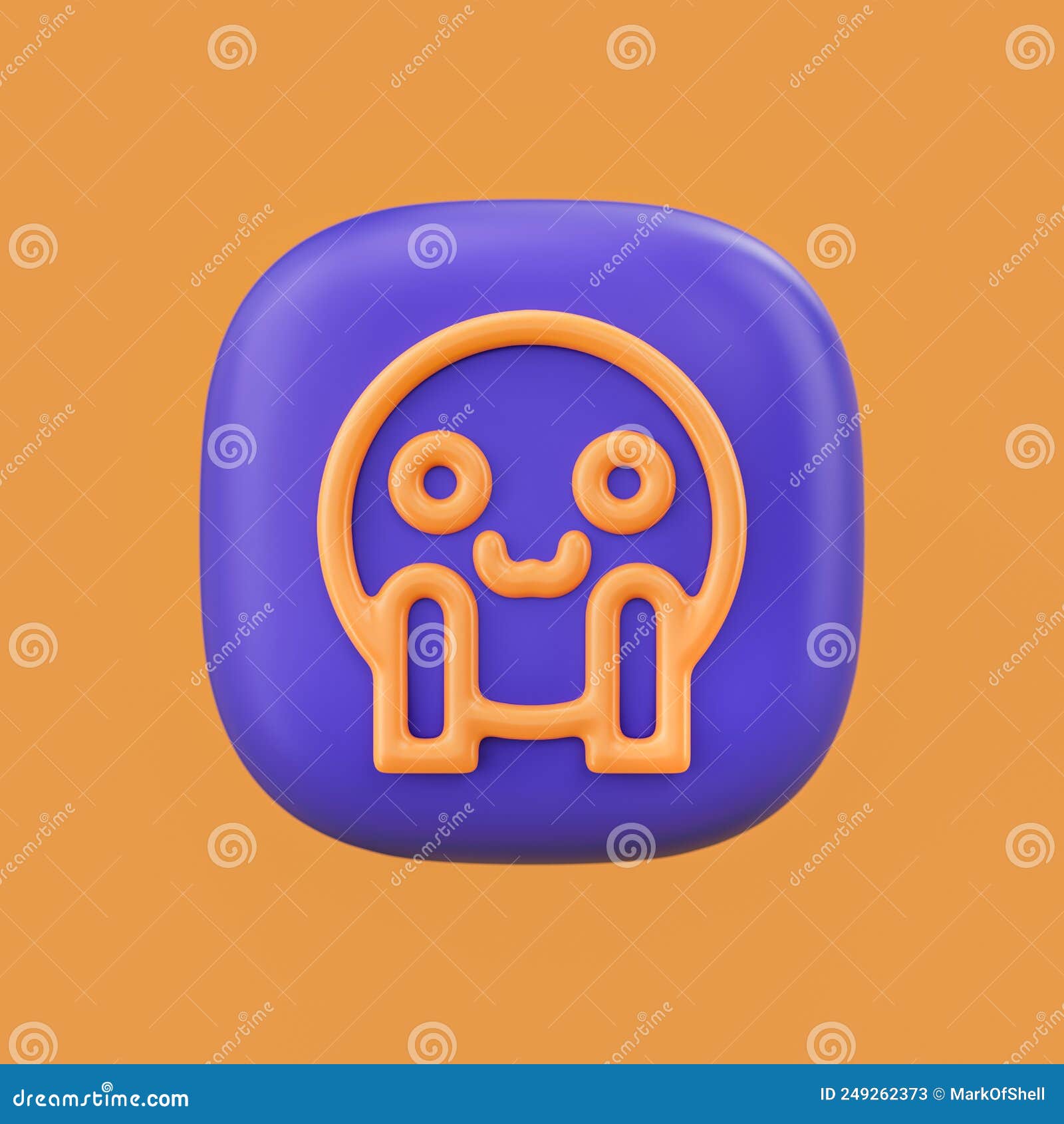 Emotion Icon, Cute 3D Icon on a Rounded Button Shape, Outline Emoji, 3d Rendering, Flat ...