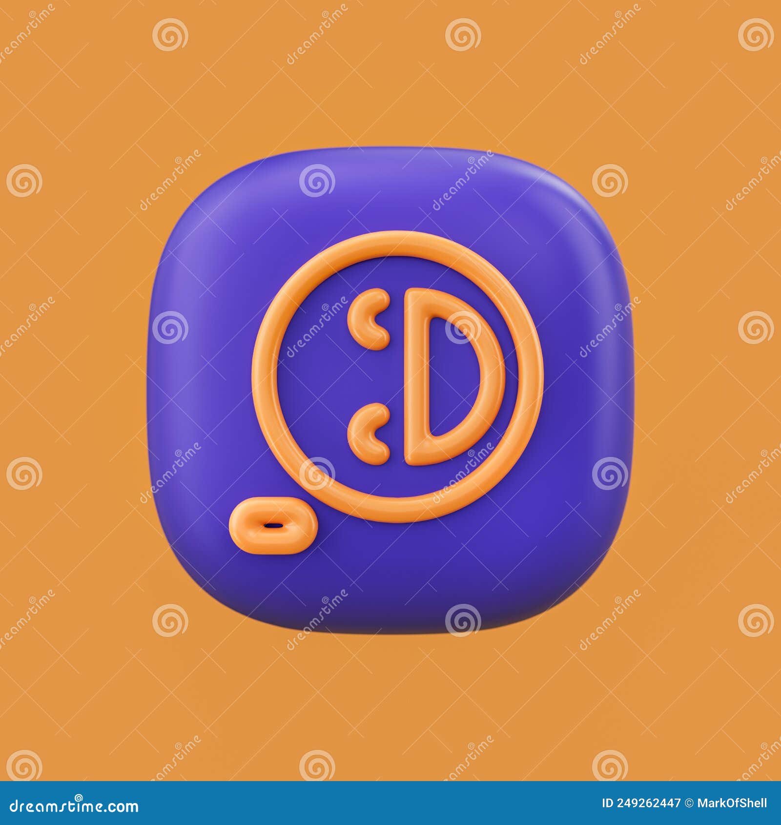 Emotion Icon, Laugh 3D Icon on a Rounded Button Shape, Outline Emoji, 3d Rendering, Flat ...