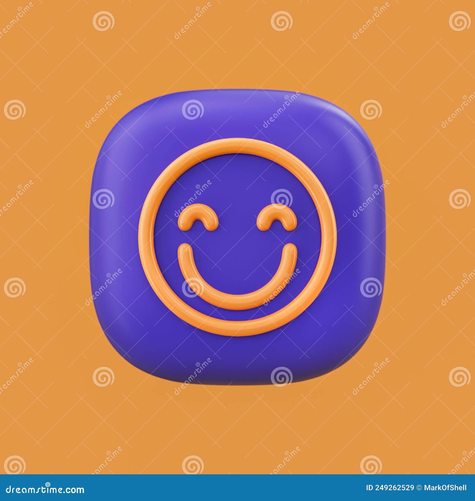 Emotion Icon, Satisfied 3D Icon on a Rounded Button Shape, Outline ...