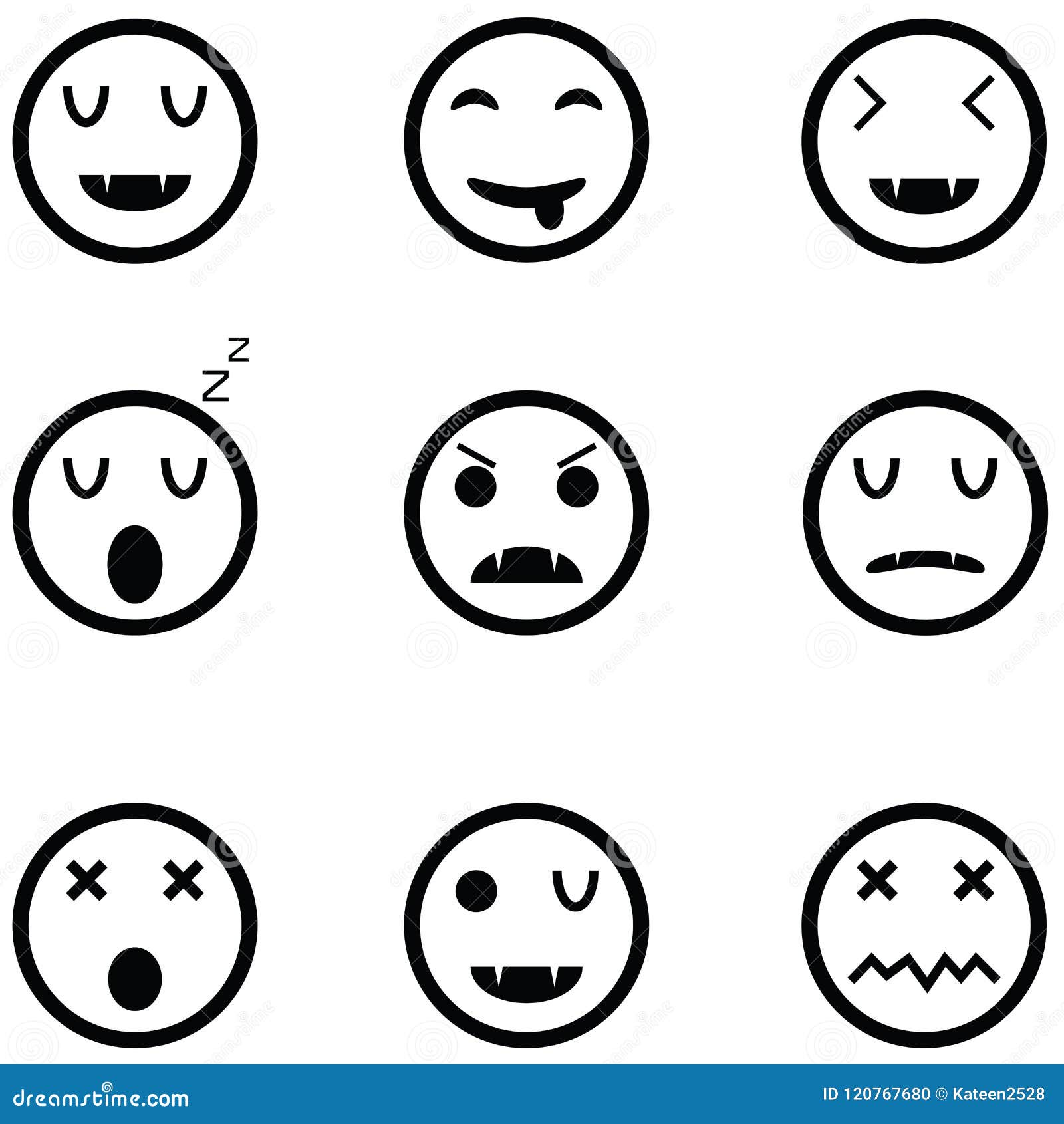 Emotion icon set stock vector. Illustration of angry - 120767680