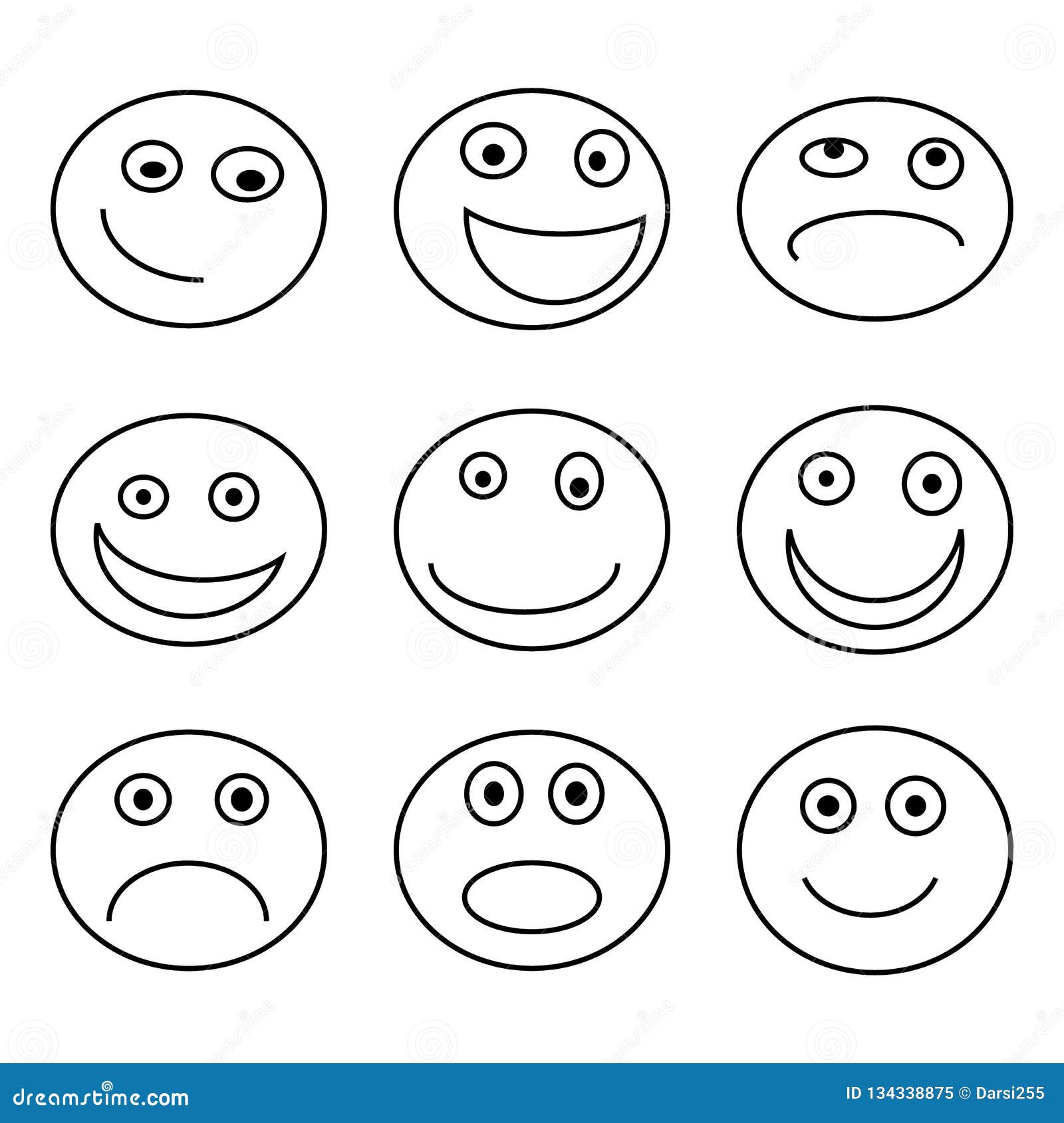 Emotion Icon Set, Black Isolated on White Background, Vector ... Emotion Icon Set, Black Isolated on White Background, Vector ...
