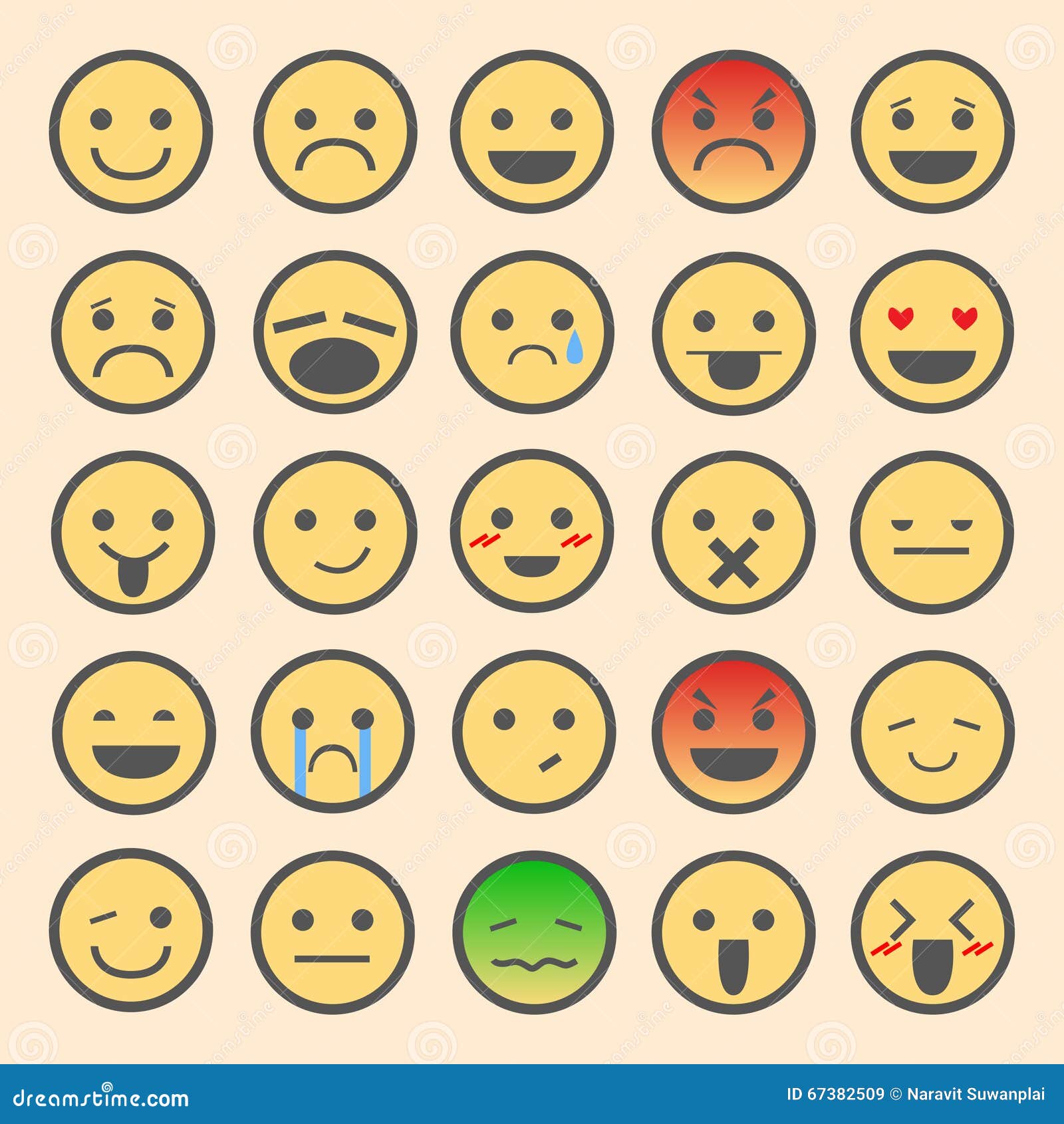 Emotion Icon Set stock vector. Illustration of smile - 67382509