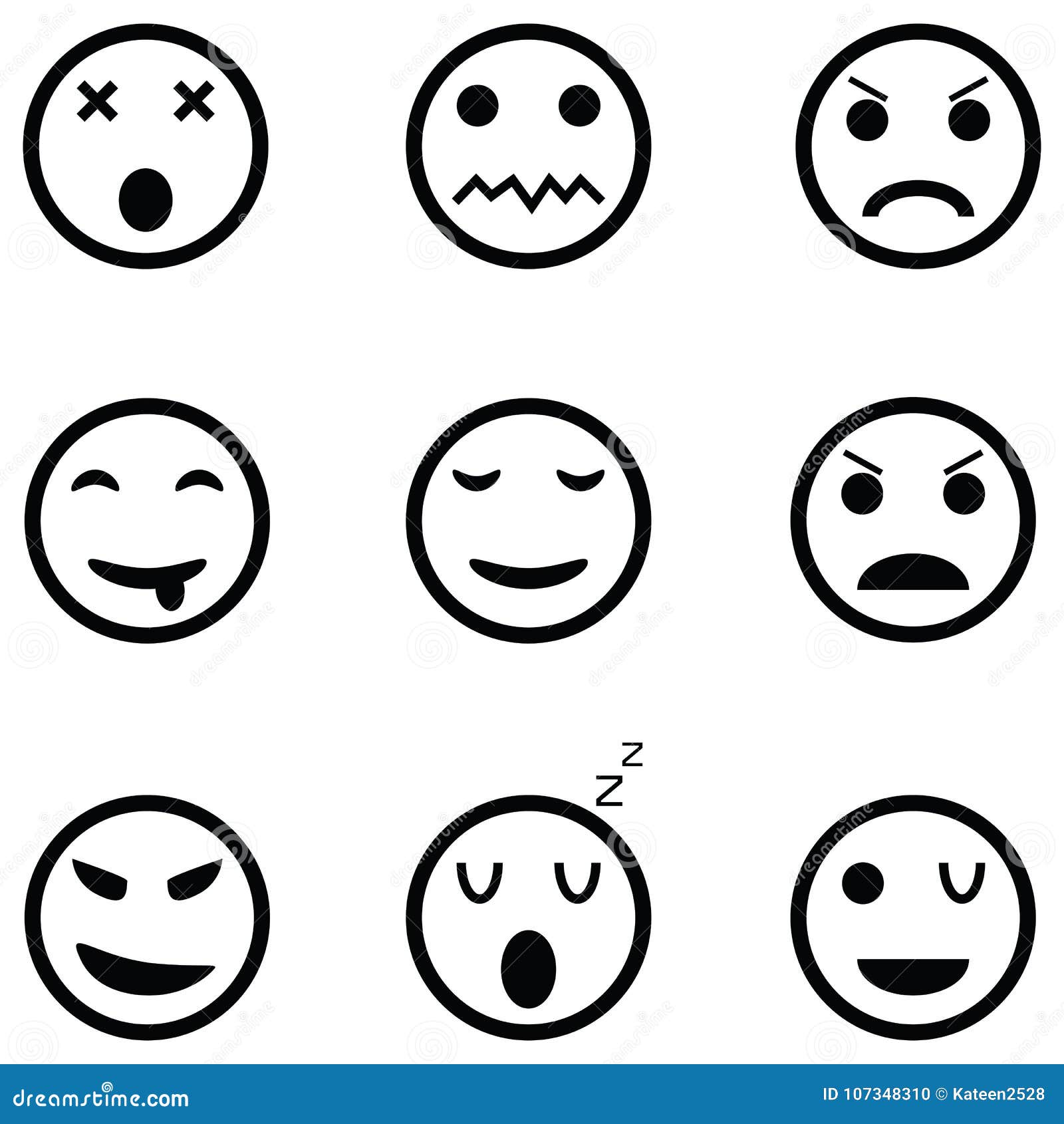 Emotion icon set stock vector. Illustration of face - 107348310