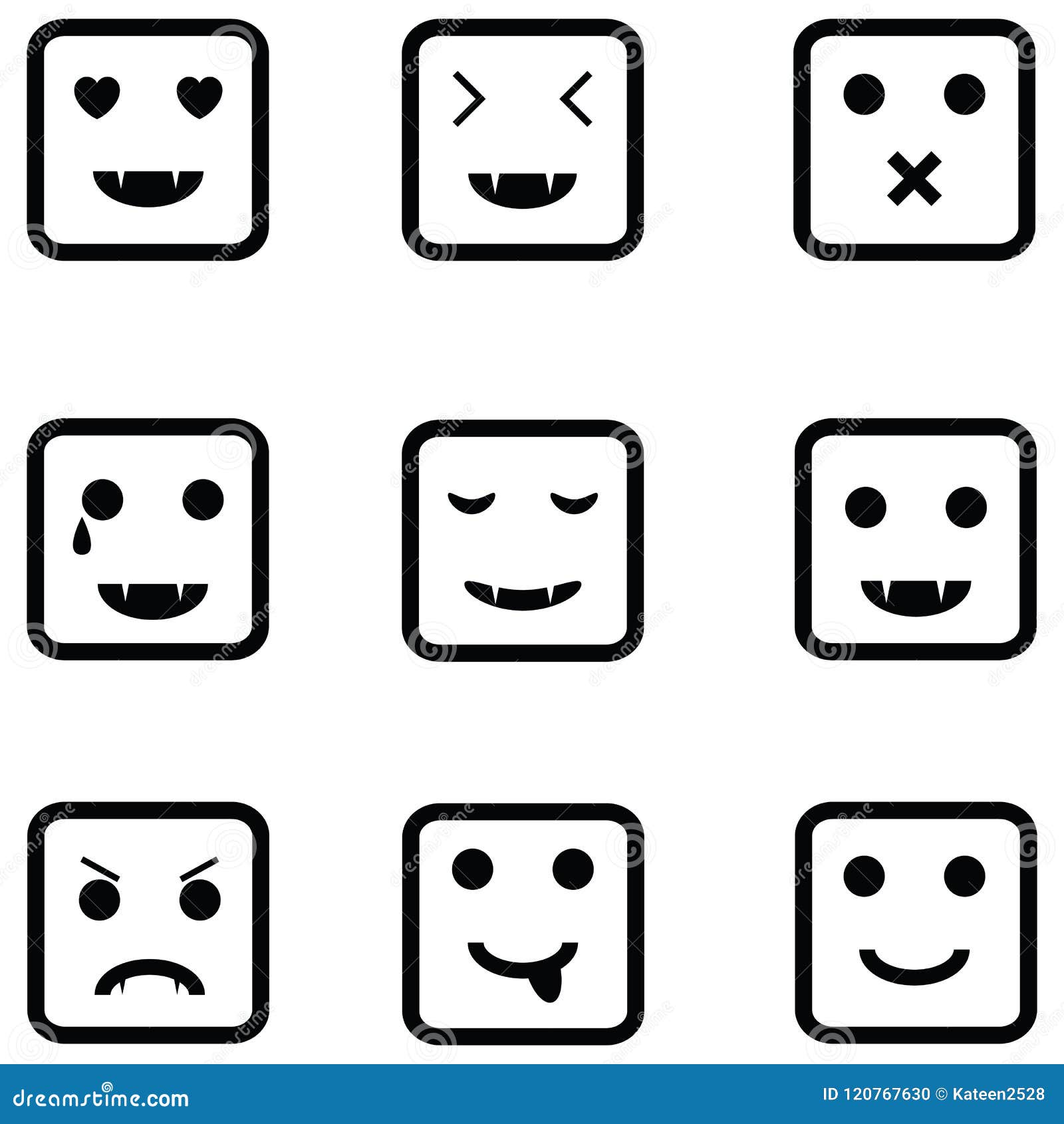 Emotion icon set stock vector. Illustration of angry - 120767630