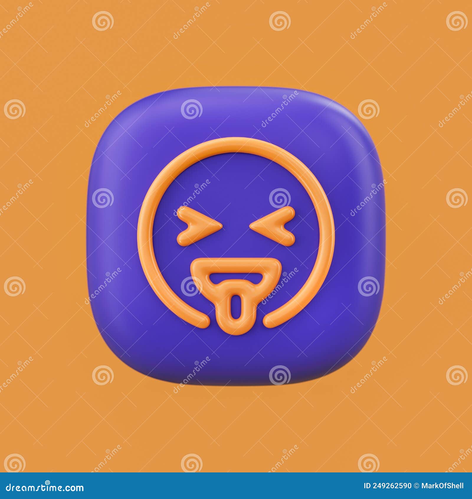 Emotion Icon, Spiteful 3D Icon on a Rounded Button Shape, Outline Emoji ...