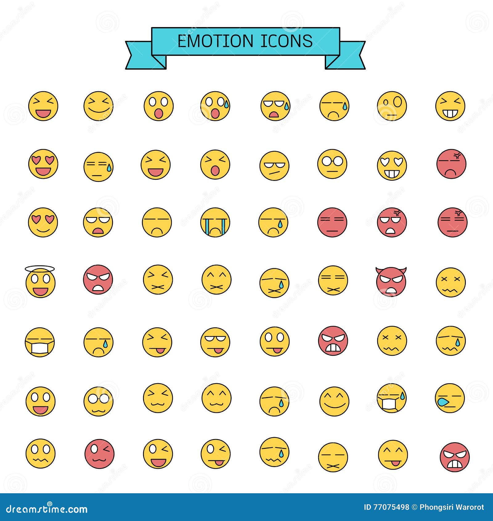 Emotion icons stock vector. Illustration of cheerful - 77075498