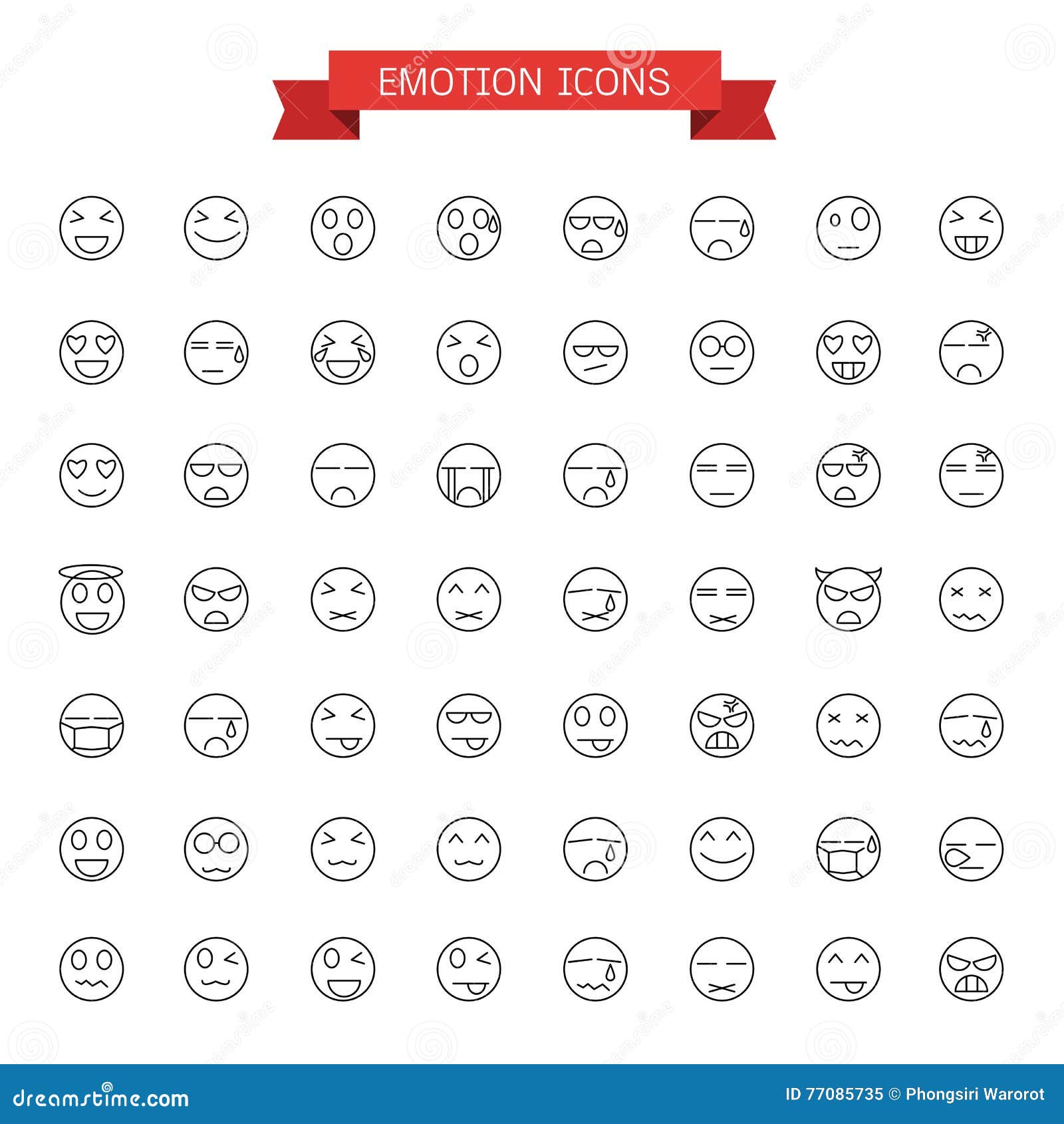Emotion icons stock vector. Illustration of disappointed - 77085735