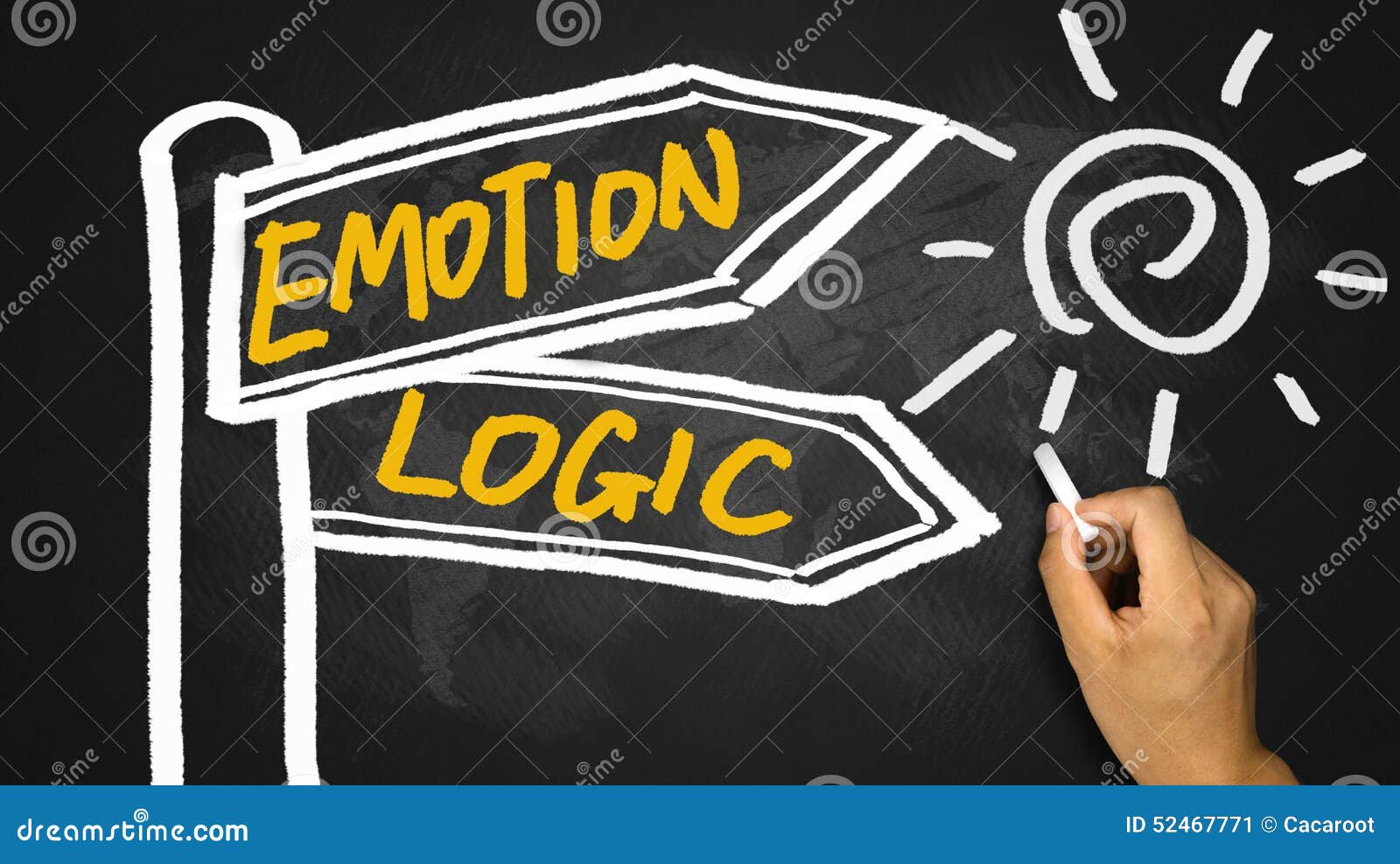 Emotion or Logic Signpost Hand Drawing on Blackboard Stock Image ...
