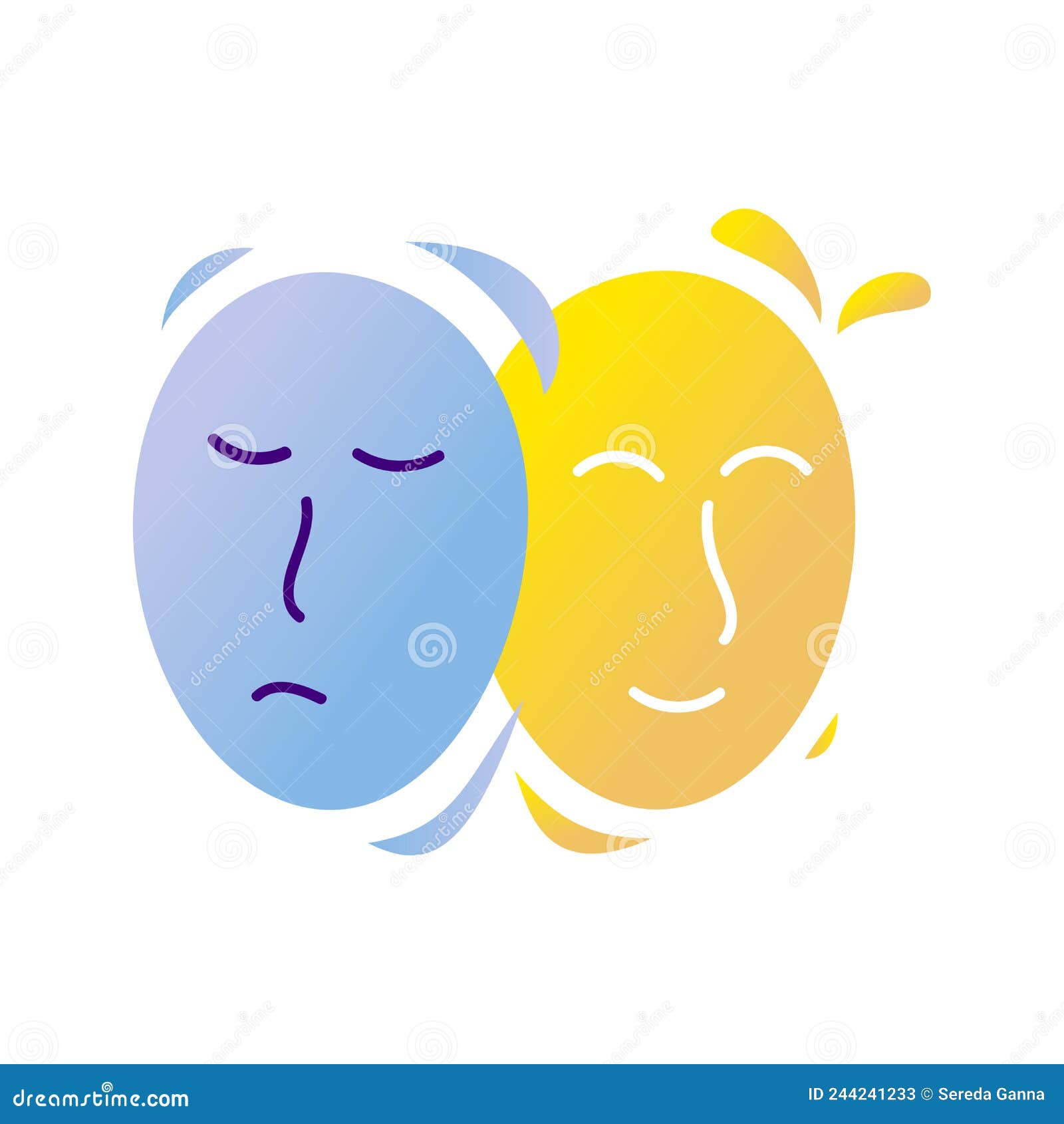 Emotion Masks Woman Cartoon Scenes. Angry Long Hair Red Clothes ...