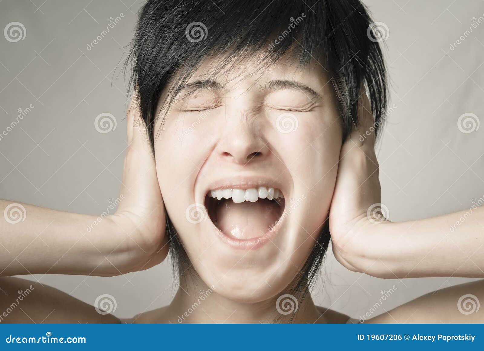 Emotion scream stock photo. Image of female, ears, reaction - 19607206