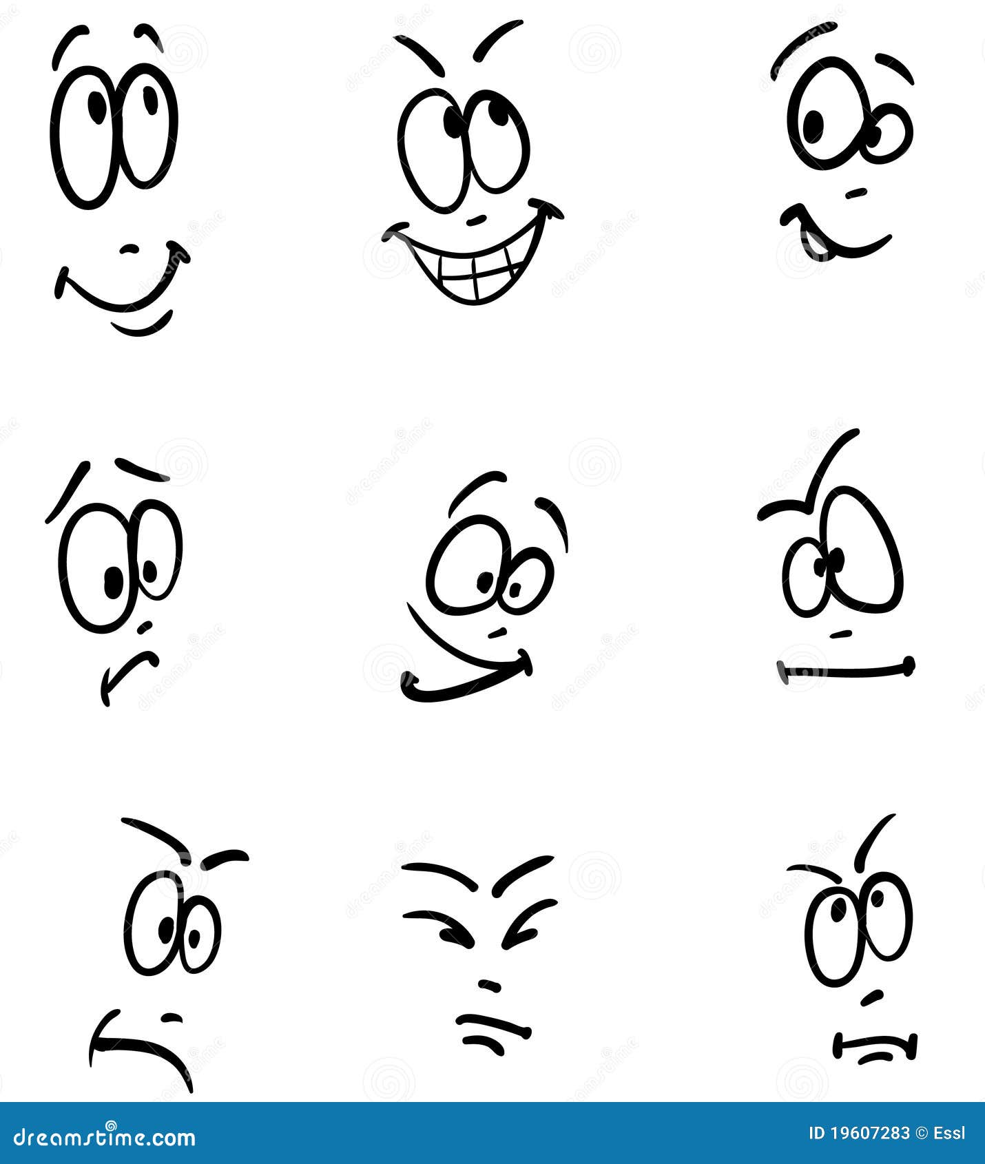 Emotion, set of nine face stock vector. Illustration of nine - 19607283