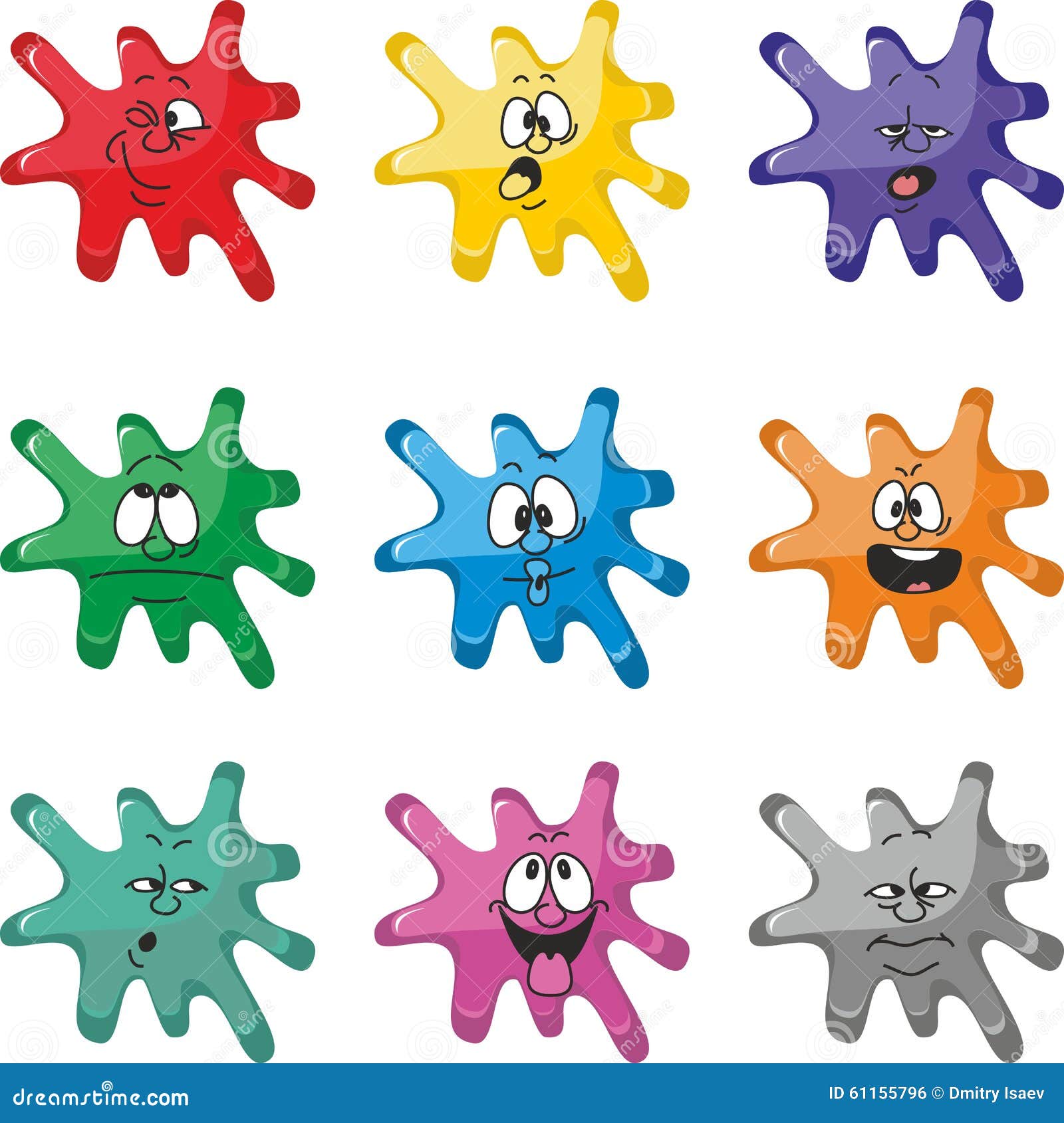 Emotion Smiles Cartoon Blot Multicolor Set 005 Stock Vector ...
