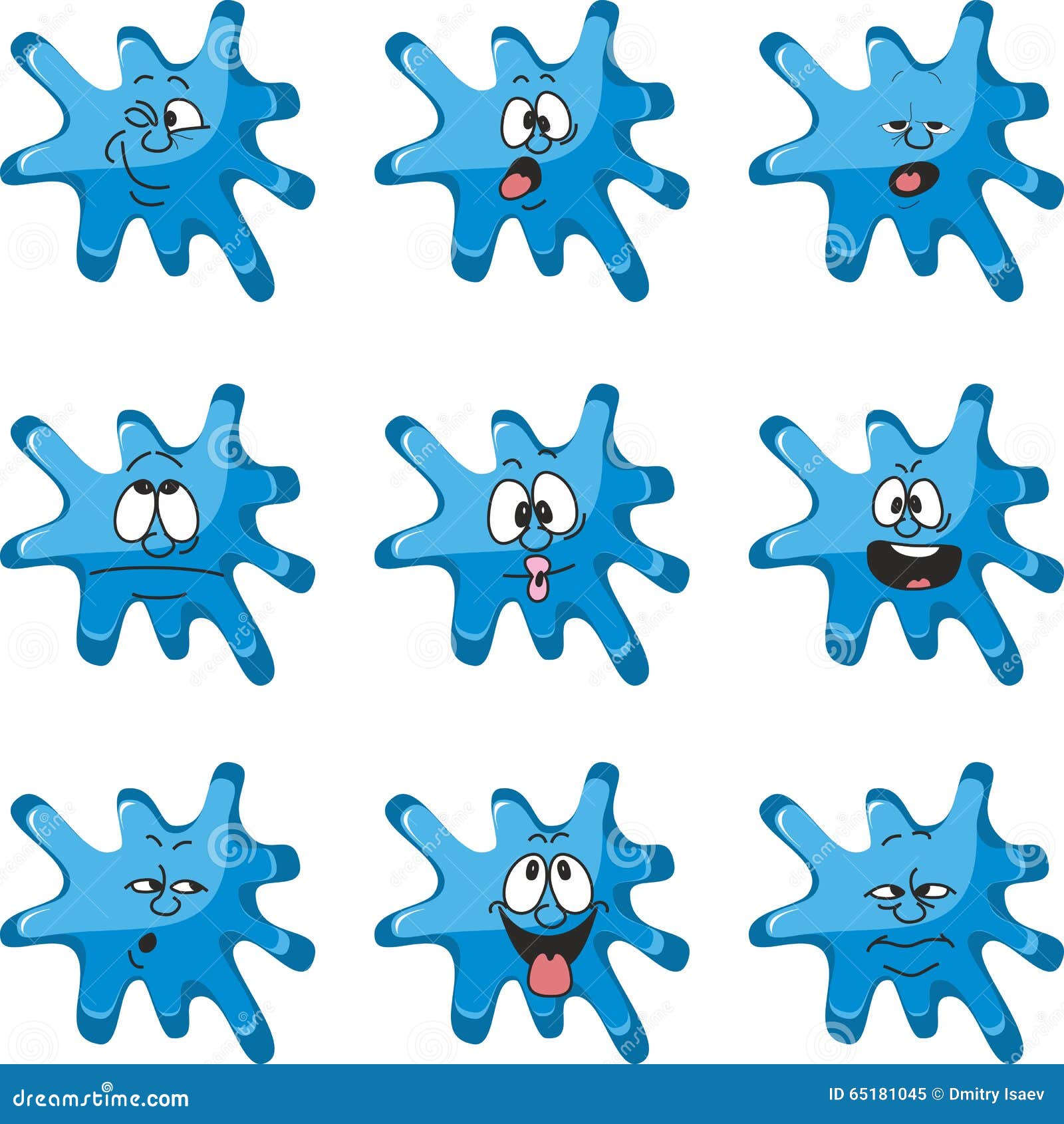 Blue Blot Shaped Aggressive Malignant Bacteria Monster With Sharp Teeth ...