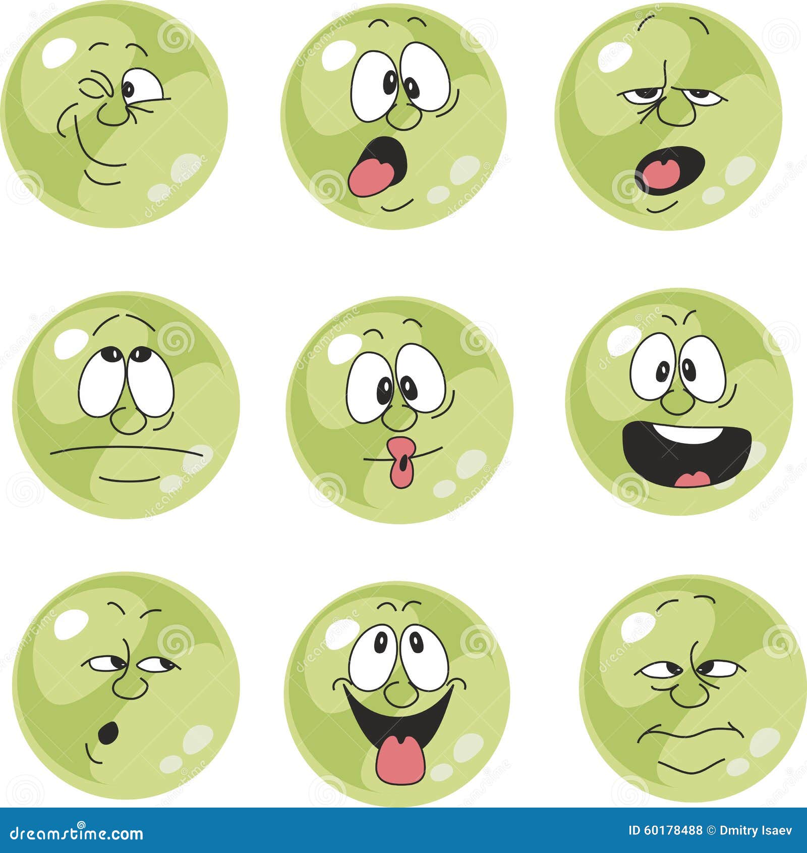 Emotion Smiles Green Color Set 009 Stock Vector Illustration Of Eyes Mouth 60178488