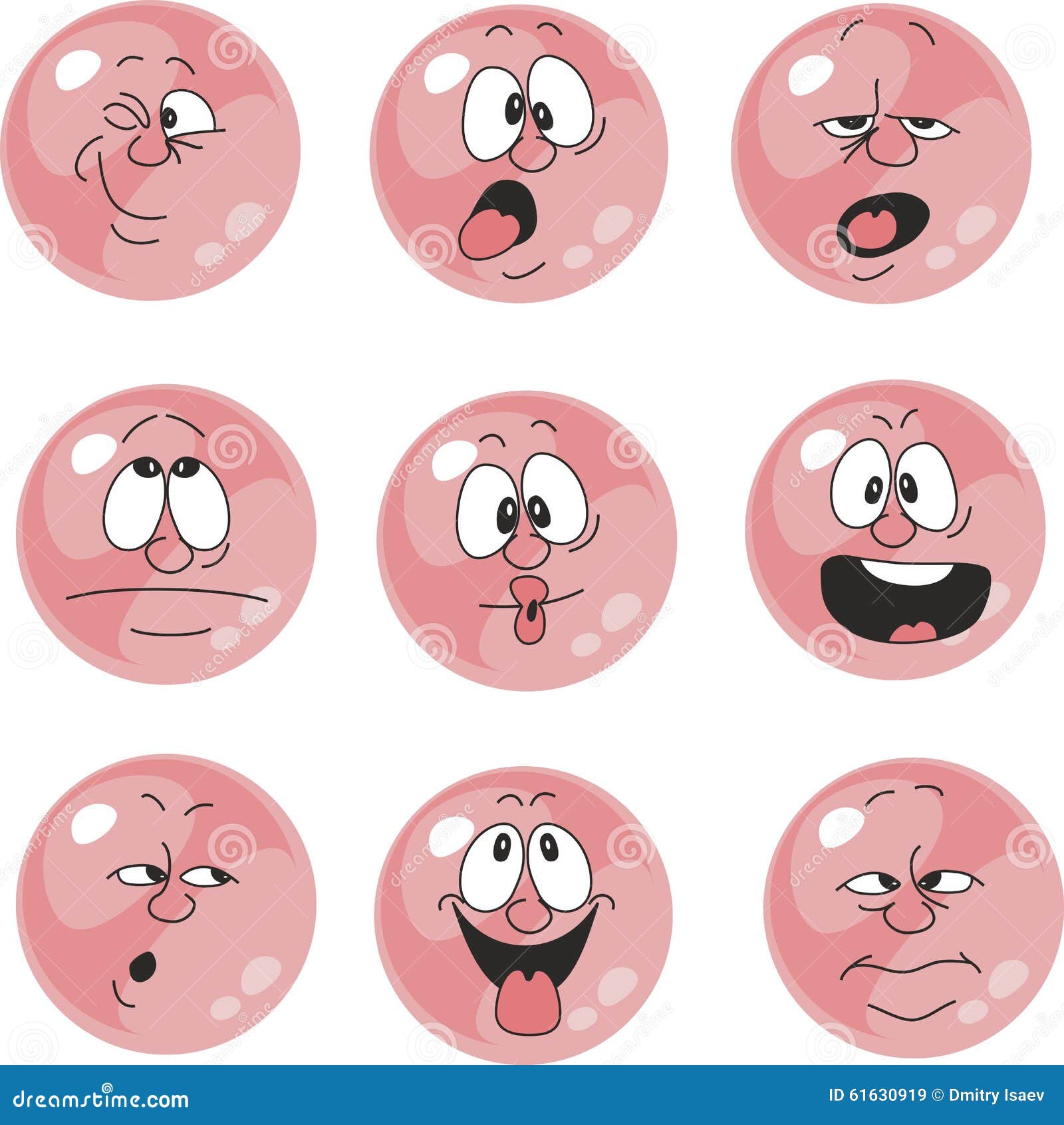 Emotion Smiles Pink Color Set 005 Stock Vector - Illustration of ...