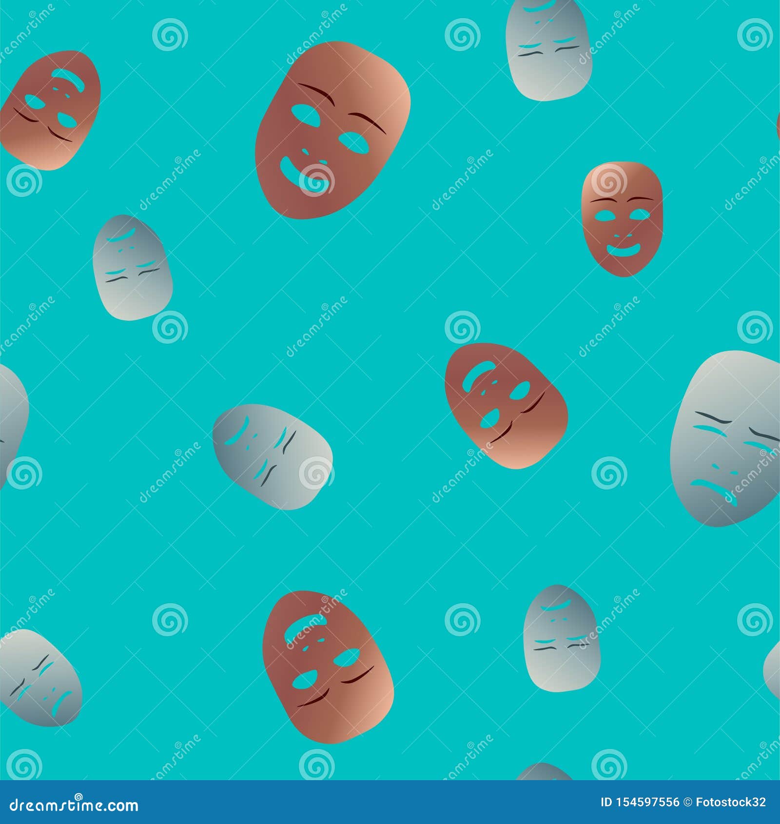 Emotion Theatrical Mask Seamless Pattern Stock Vector - Illustration of ...