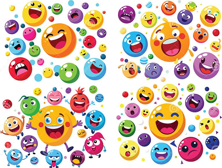 Emotion Various Colors Expressions and Positions- Stock Vector ...