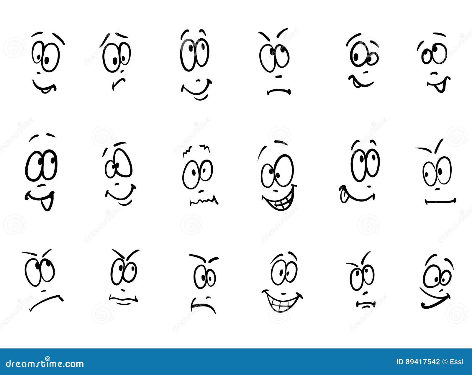Emotion, Vector Set of Cartoon Facial Expressions. Stock Vector ... Emotion, Vector Set of Cartoon Facial Expressions. Stock Vector ...