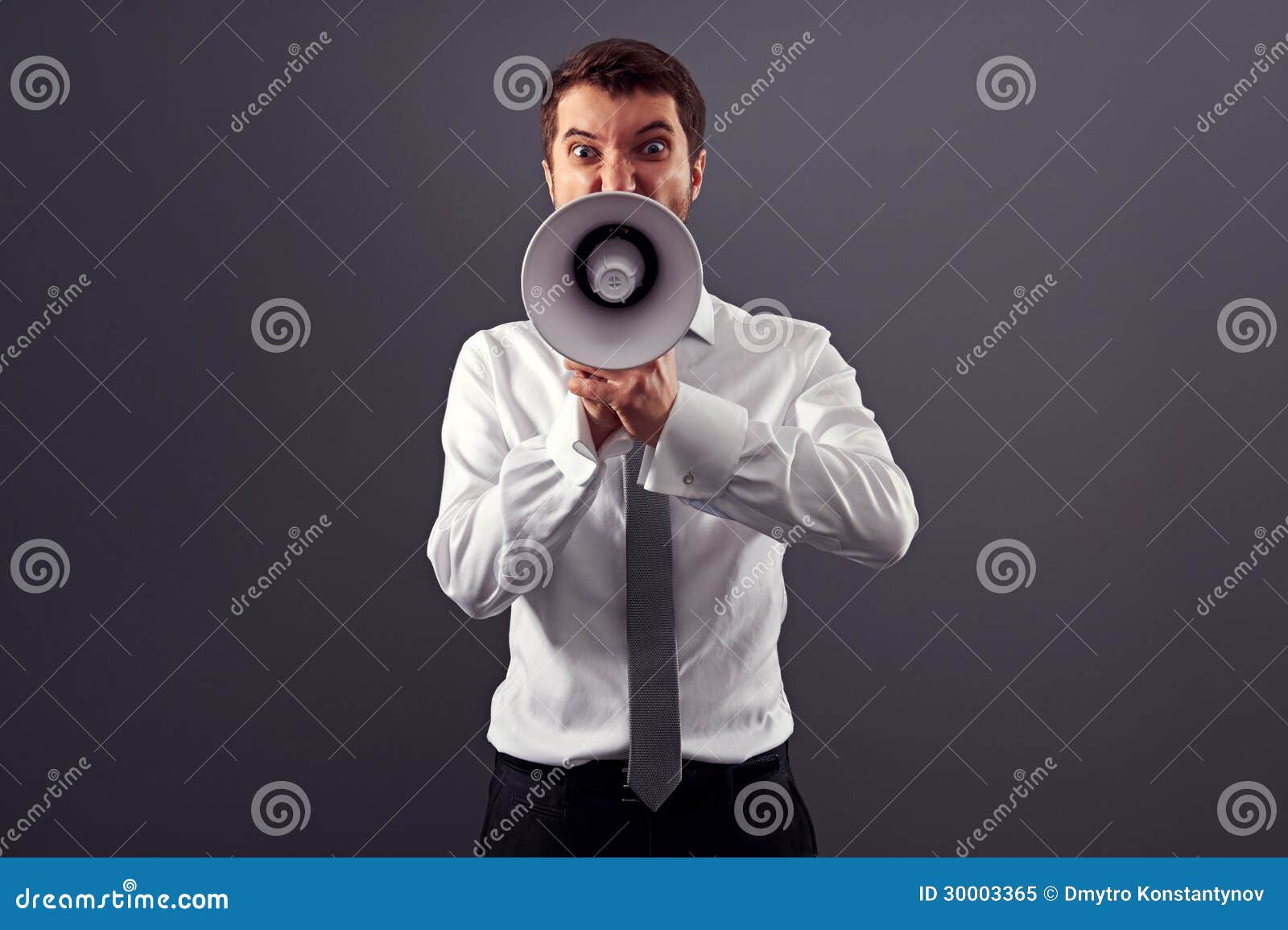 Emotional Angry Man Shouting with Megaphone Stock Image - Image of ...