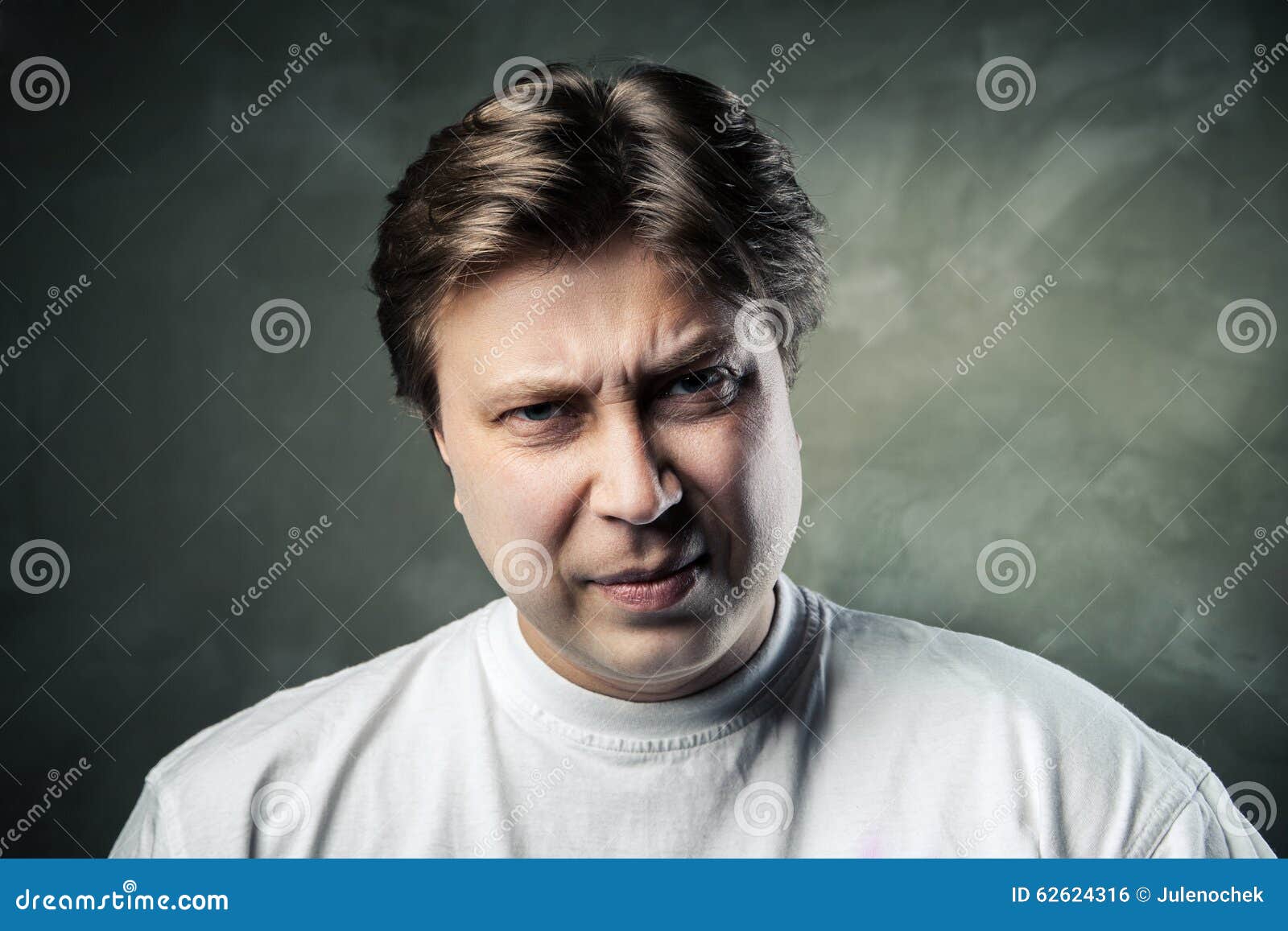 Angry Mad Middle Aged Woman Looks Angrily, Squints Her Eyes, Face Close ...