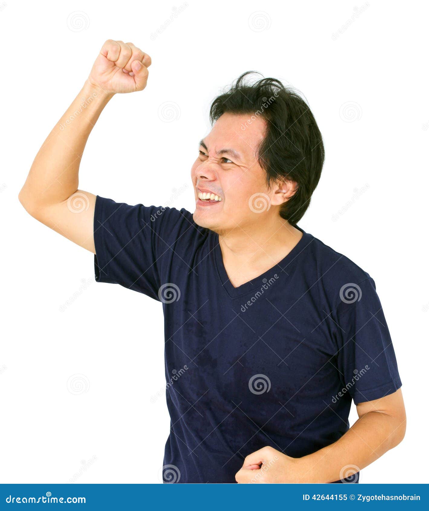 Emotional Asian Man And Woman Dancing On Yellow Background Royalty-Free ...