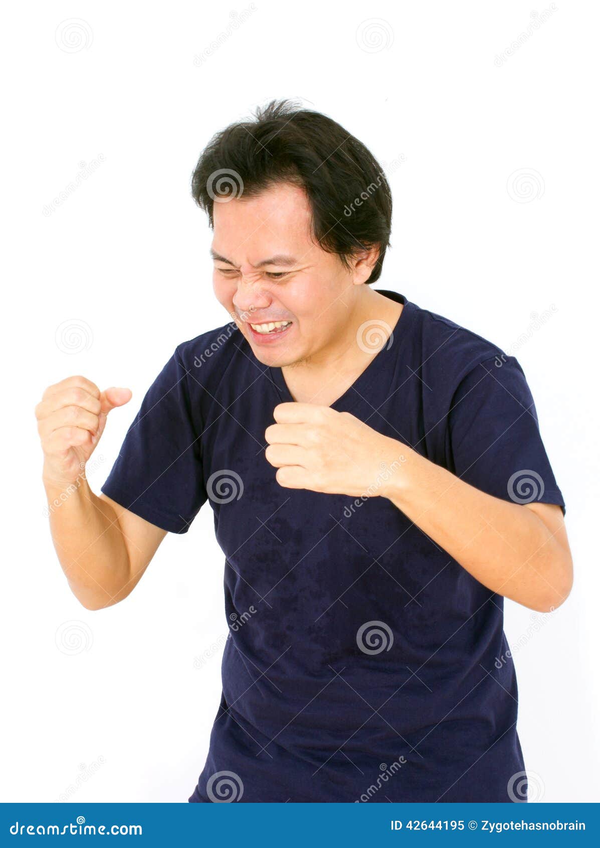 Emotional Asian Man. stock image. Image of excited, body - 42644195