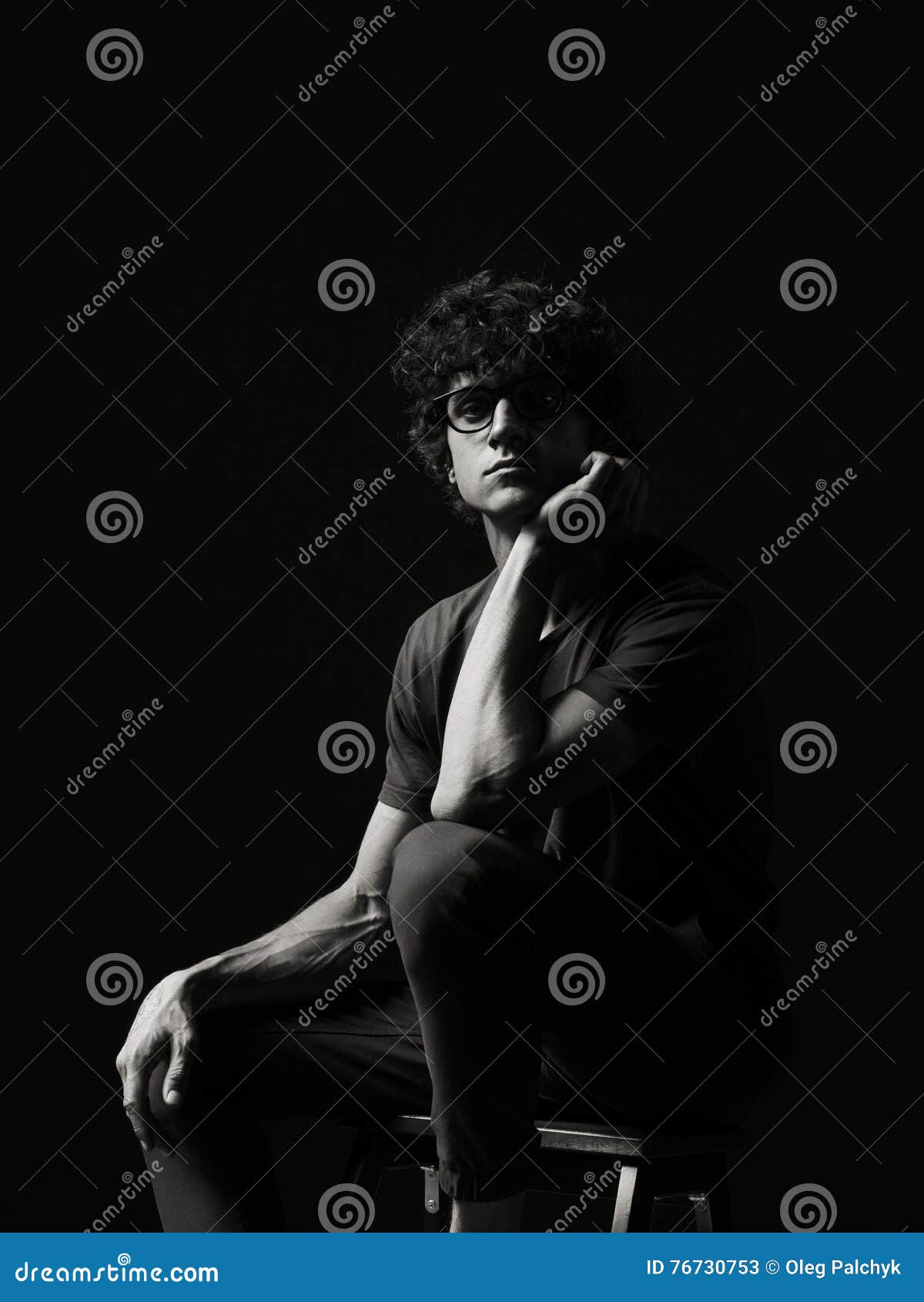 Emotional Black and White Dramatic Portrait of a Man Stock Image ...