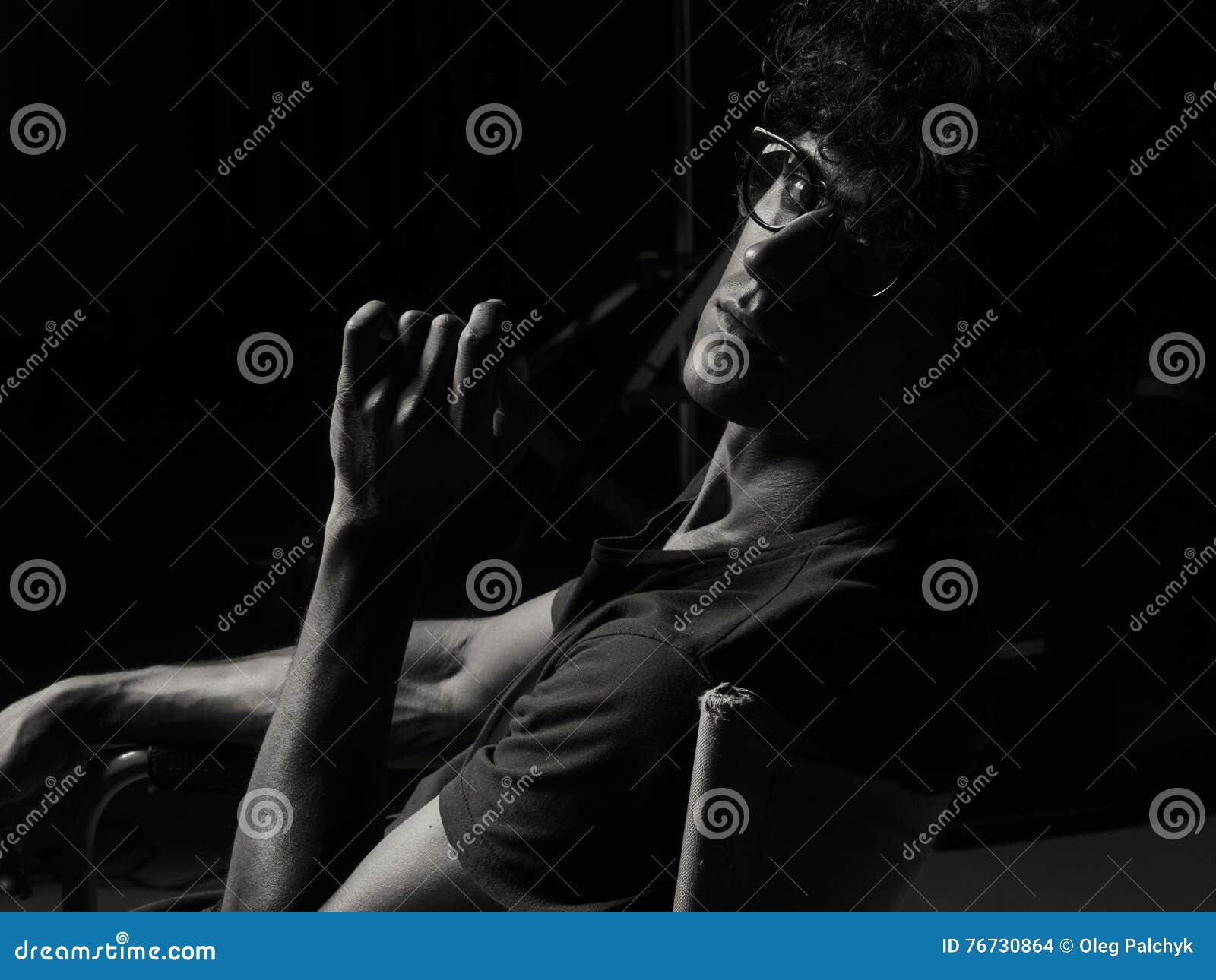 Emotional Black and White Dramatic Portrait of a Man Stock Photo ...
