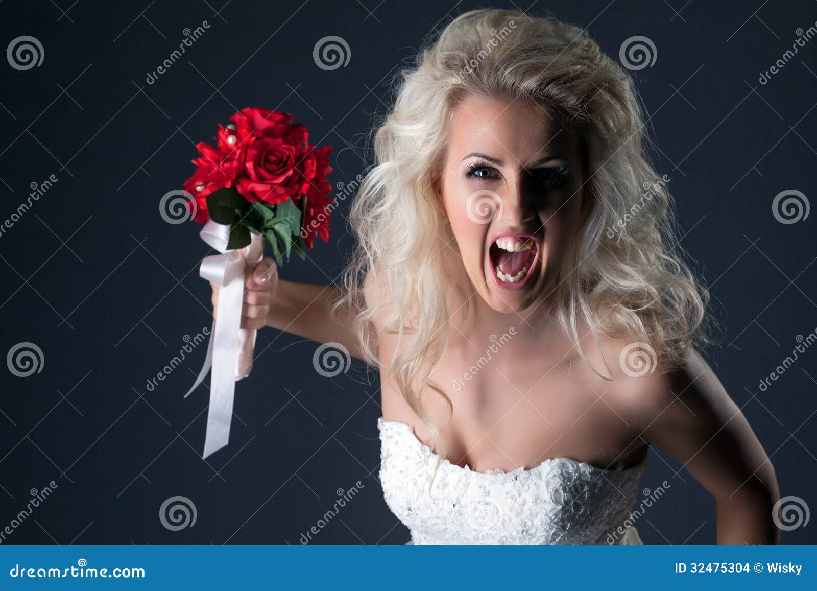 Emotional Bride Screaming Looking at Camera Stock Photo - Image of ...