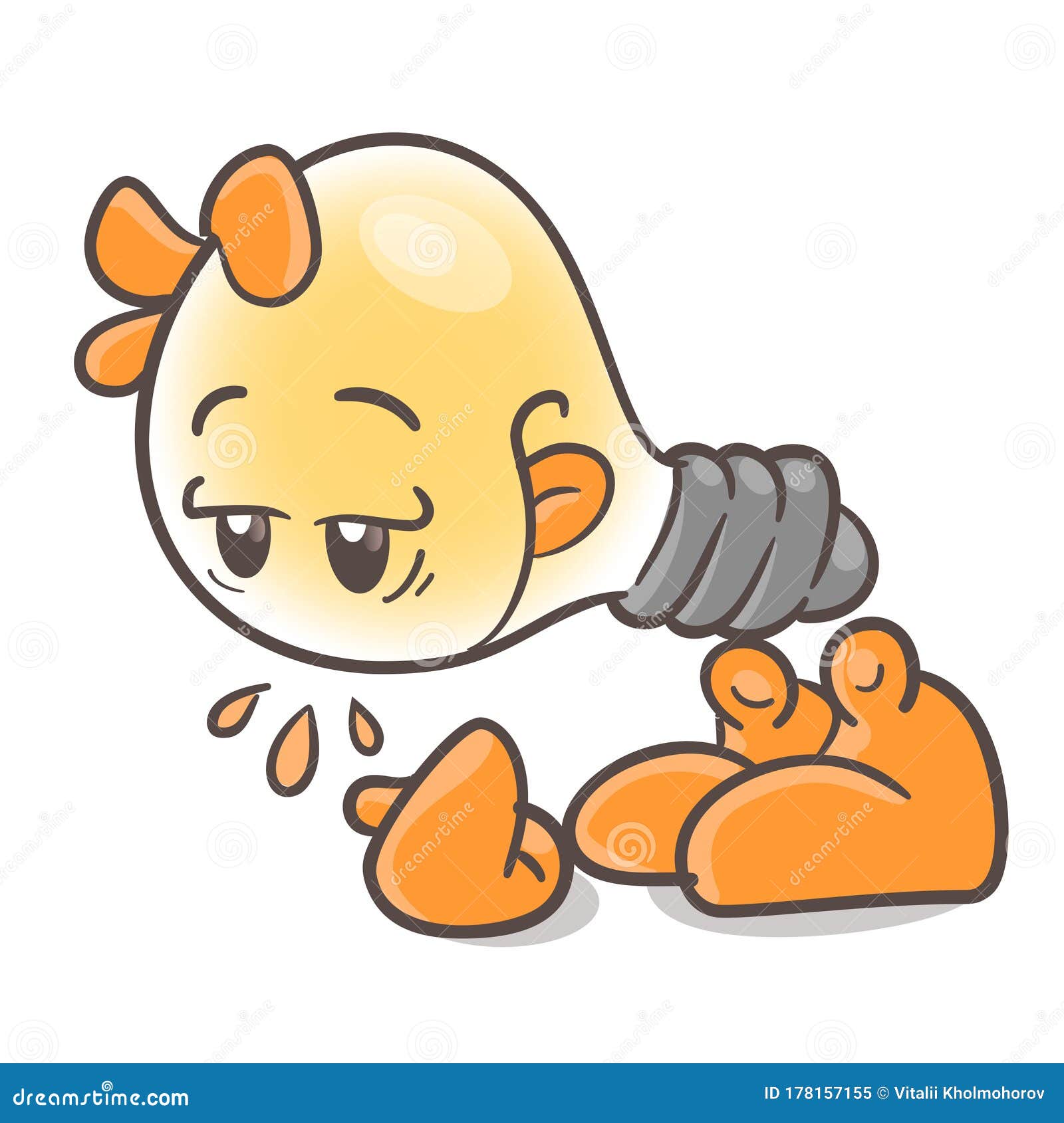 Emotional Character Cartoon Lightbulb. Sorrow Stock Vector ...