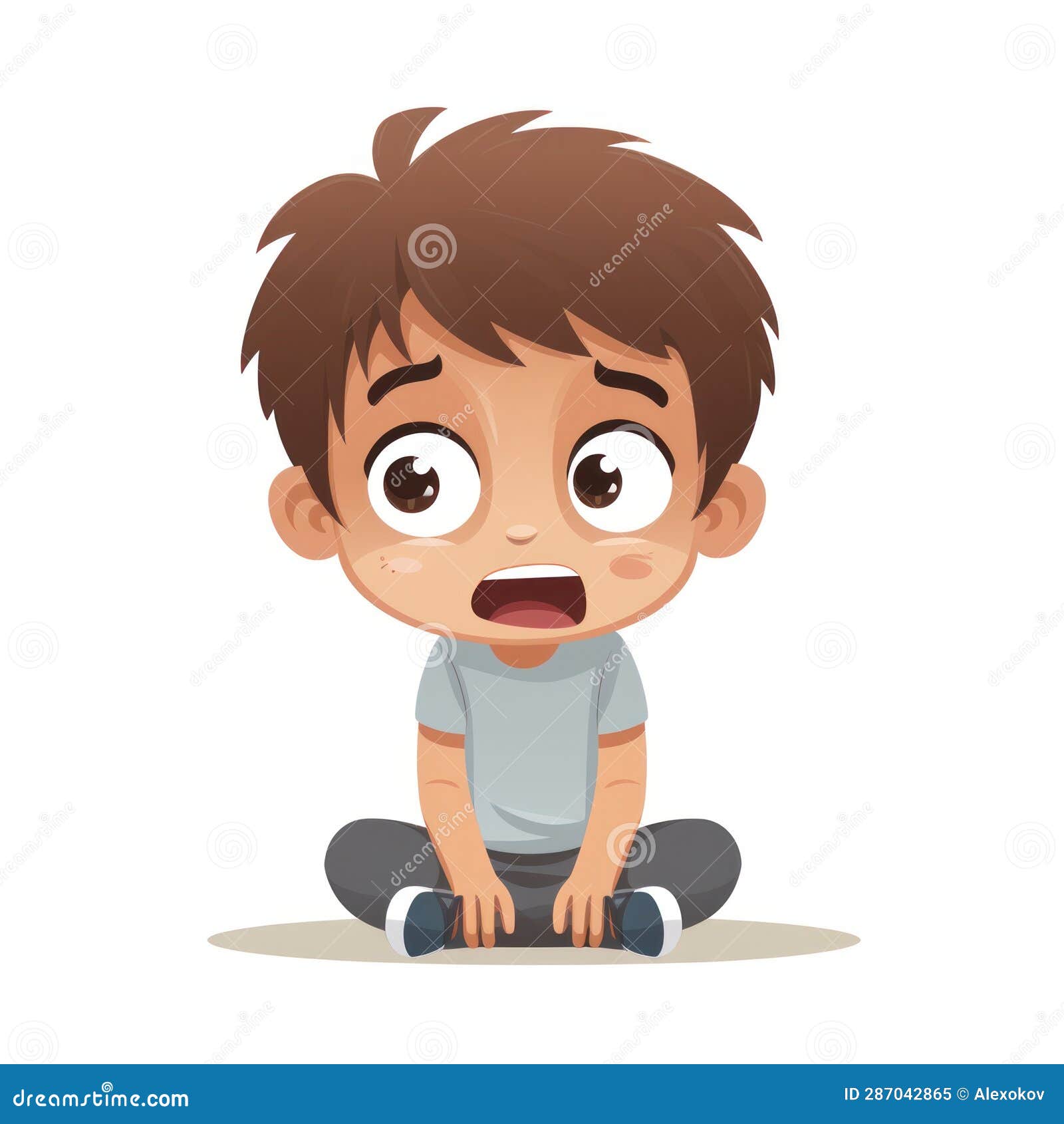 Emotional Child in Flat Minimalistic Animation AI Generated Stock ...