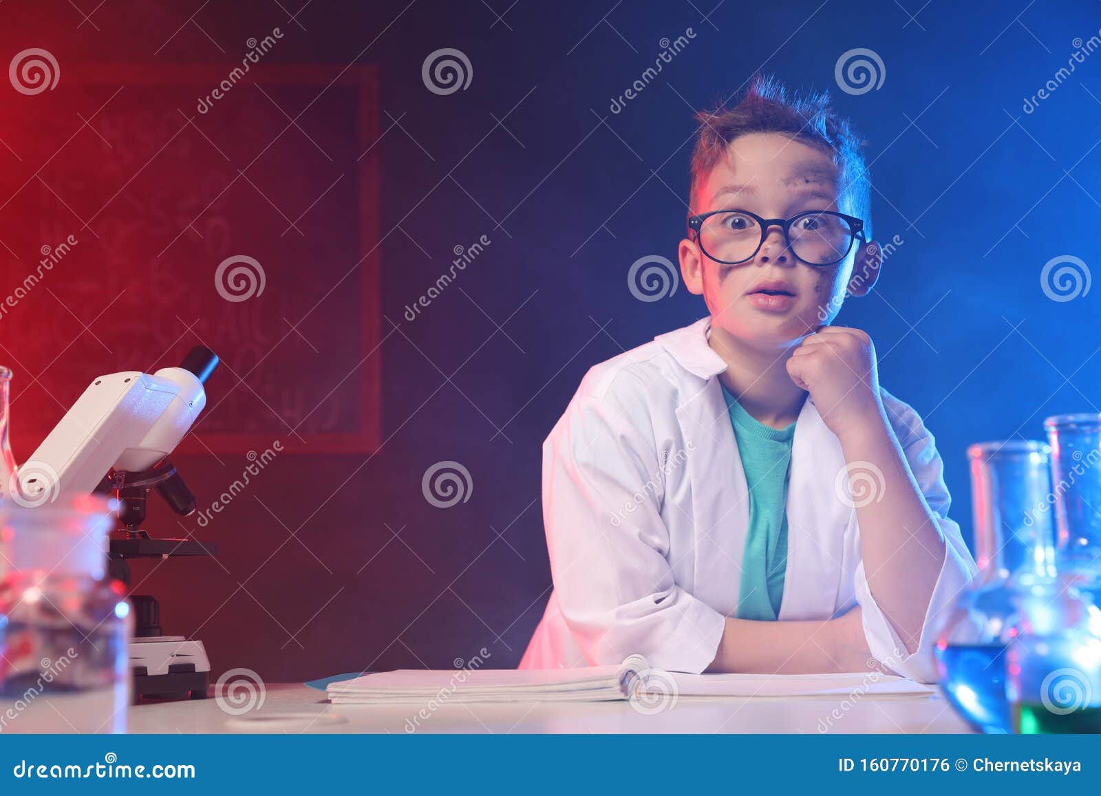Emotional Child in Laboratory. Dangerous Experiment Stock Photo - Image ...