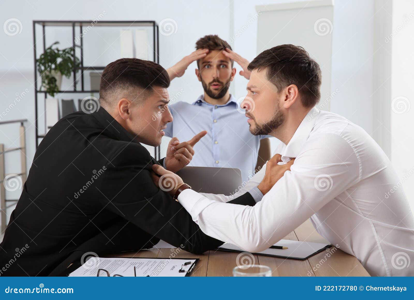 Emotional Colleagues Fighting. Workplace Conflict Stock Photo - Image ...