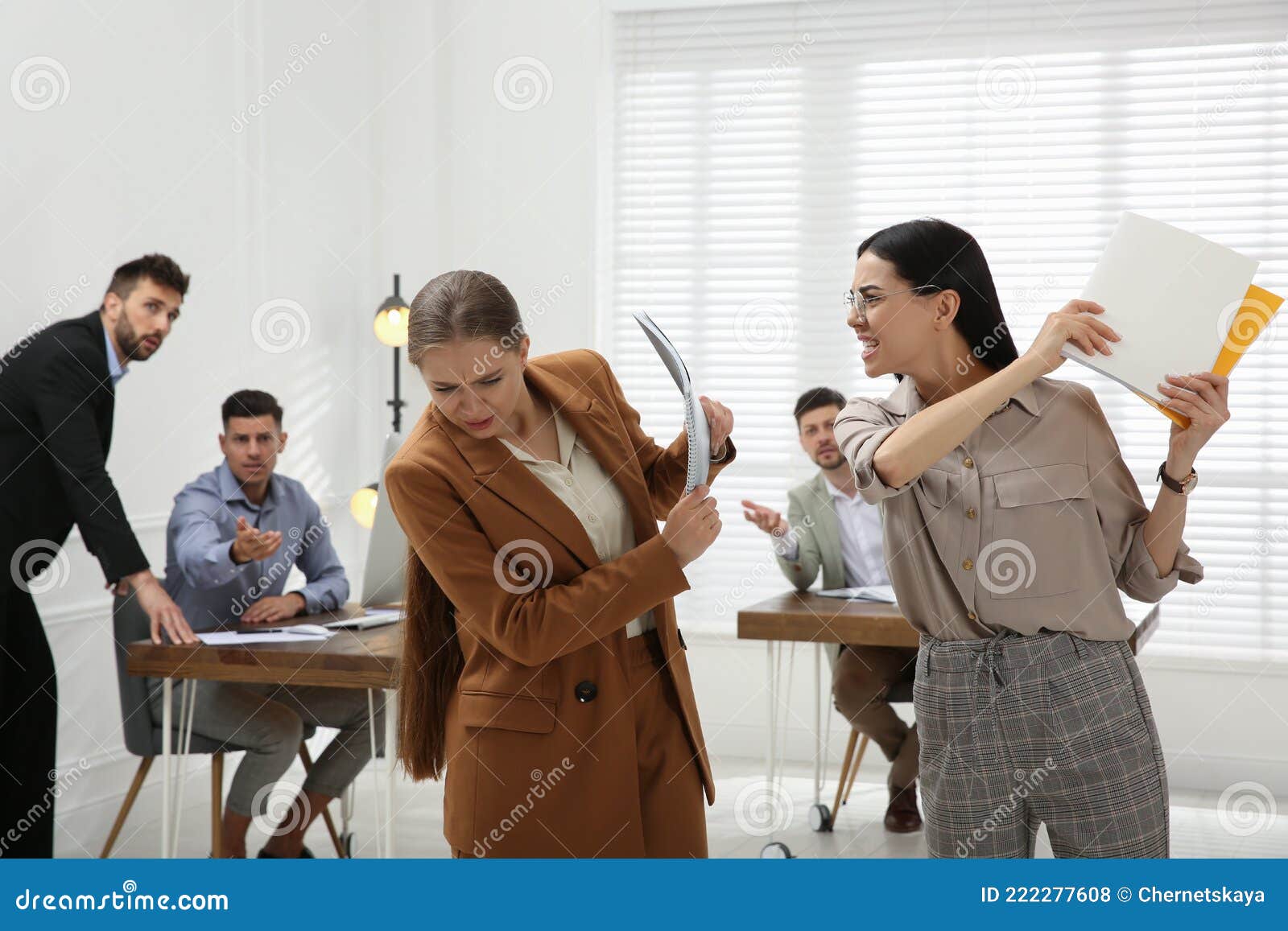 Emotional Colleagues Fighting. Workplace Conflict Stock Photo - Image ...